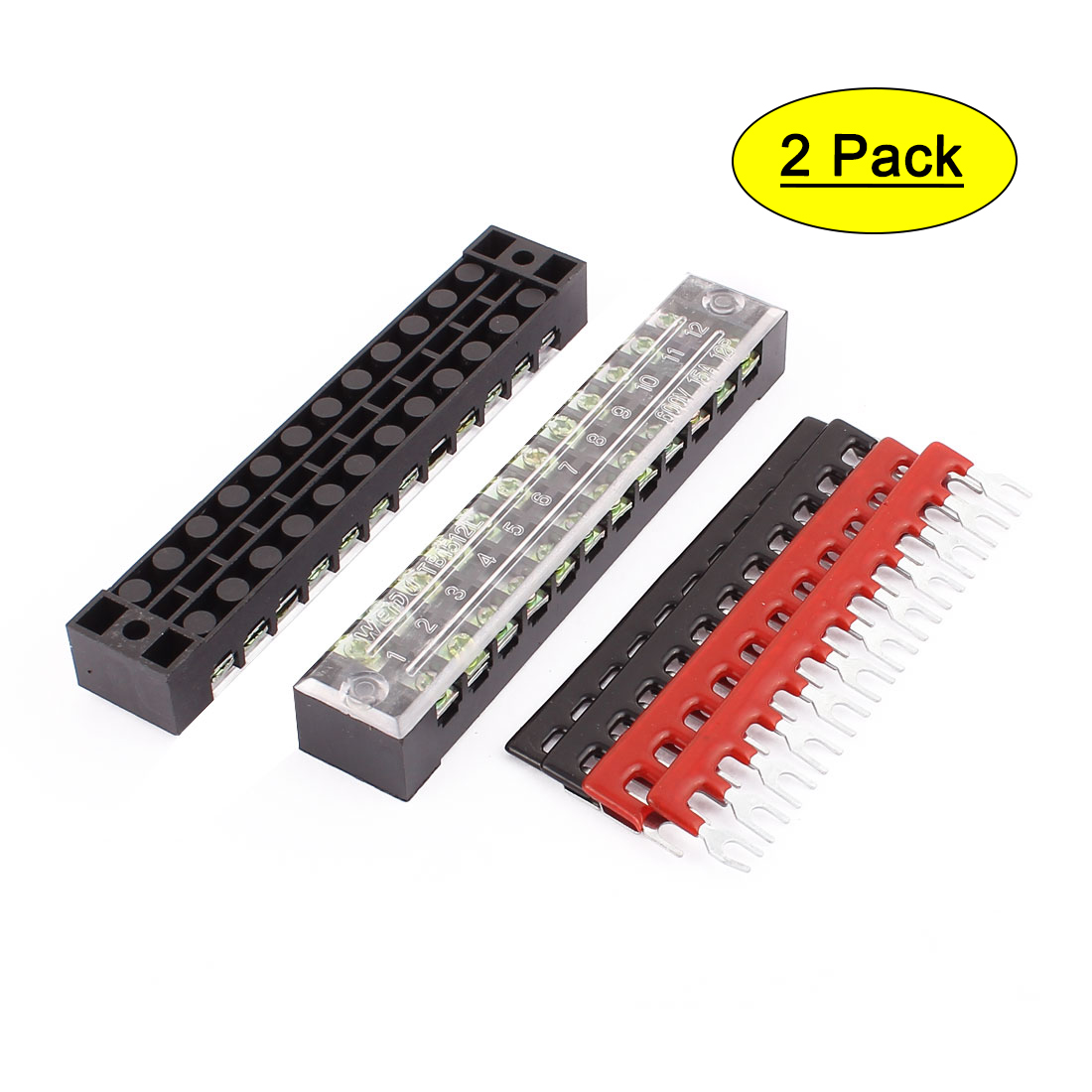Unique Bargains 2 Pcs 600V 15A 12P Dual Row Barrier Terminal Block + 4 ...
