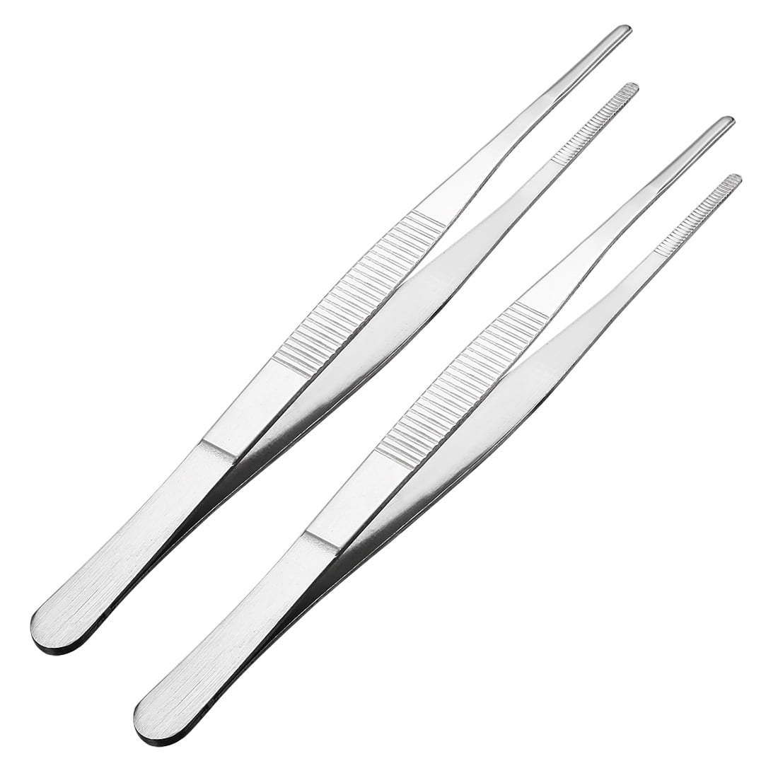 Unique Bargains 2 Pcs 7-Inch Stainless Steel Straight Blunt Tweezers ...