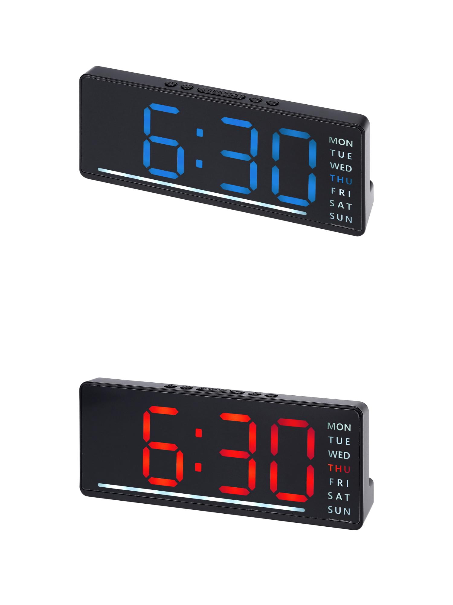 Unique Bargains 2 Pcs Digital Dual Alarm Clock 6.1 x 2.4 x 1 in Blue ...