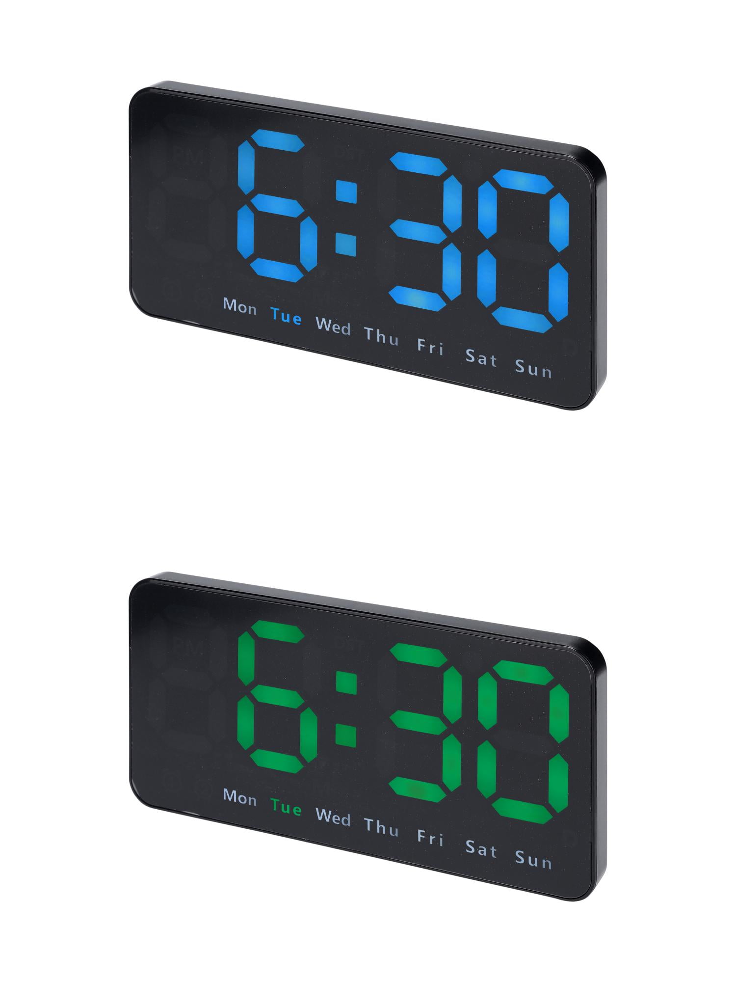 Unique Bargains 2 Pcs Digital Dual Alarm Clock Dimmable Wall Clocks ...