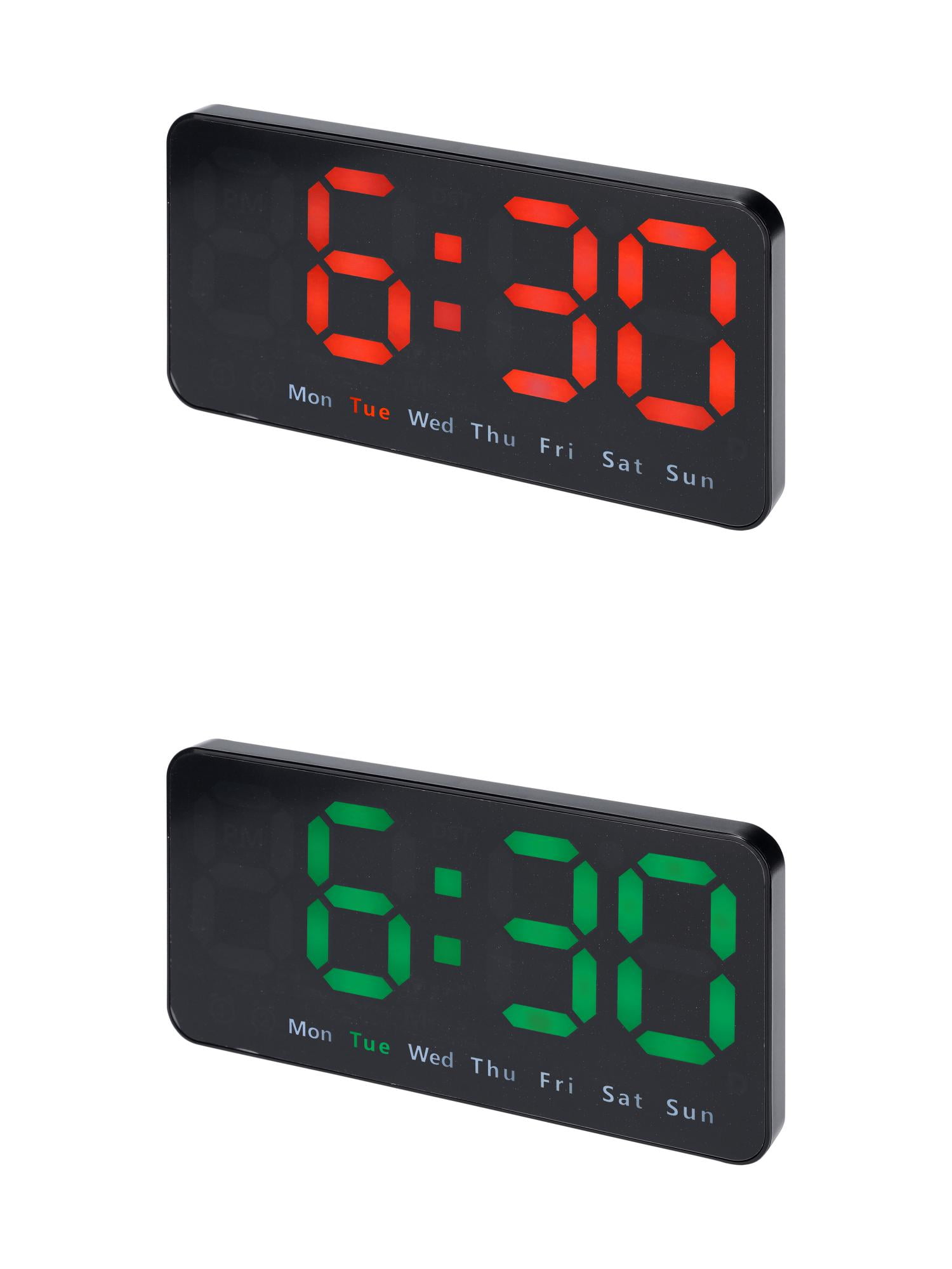 Unique Bargains 2 Pcs Digital Dual Alarm Clock Dimmable Wall Clocks ...