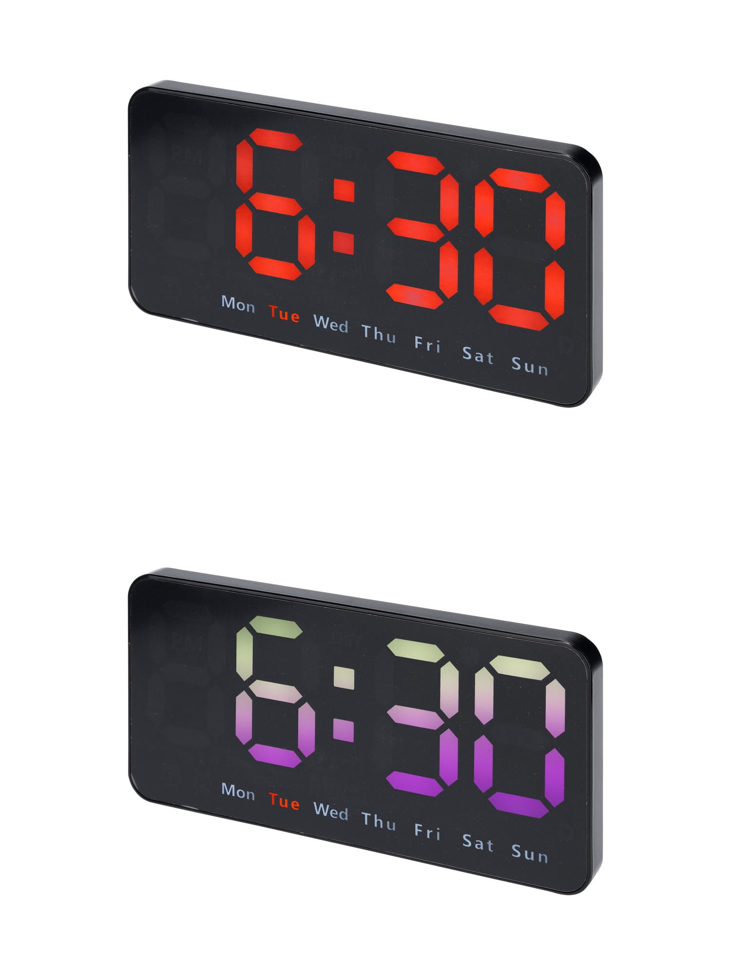 Unique Bargains 2 Pcs Digital Dual Alarm Clock Dimmable Wall Clocks ...
