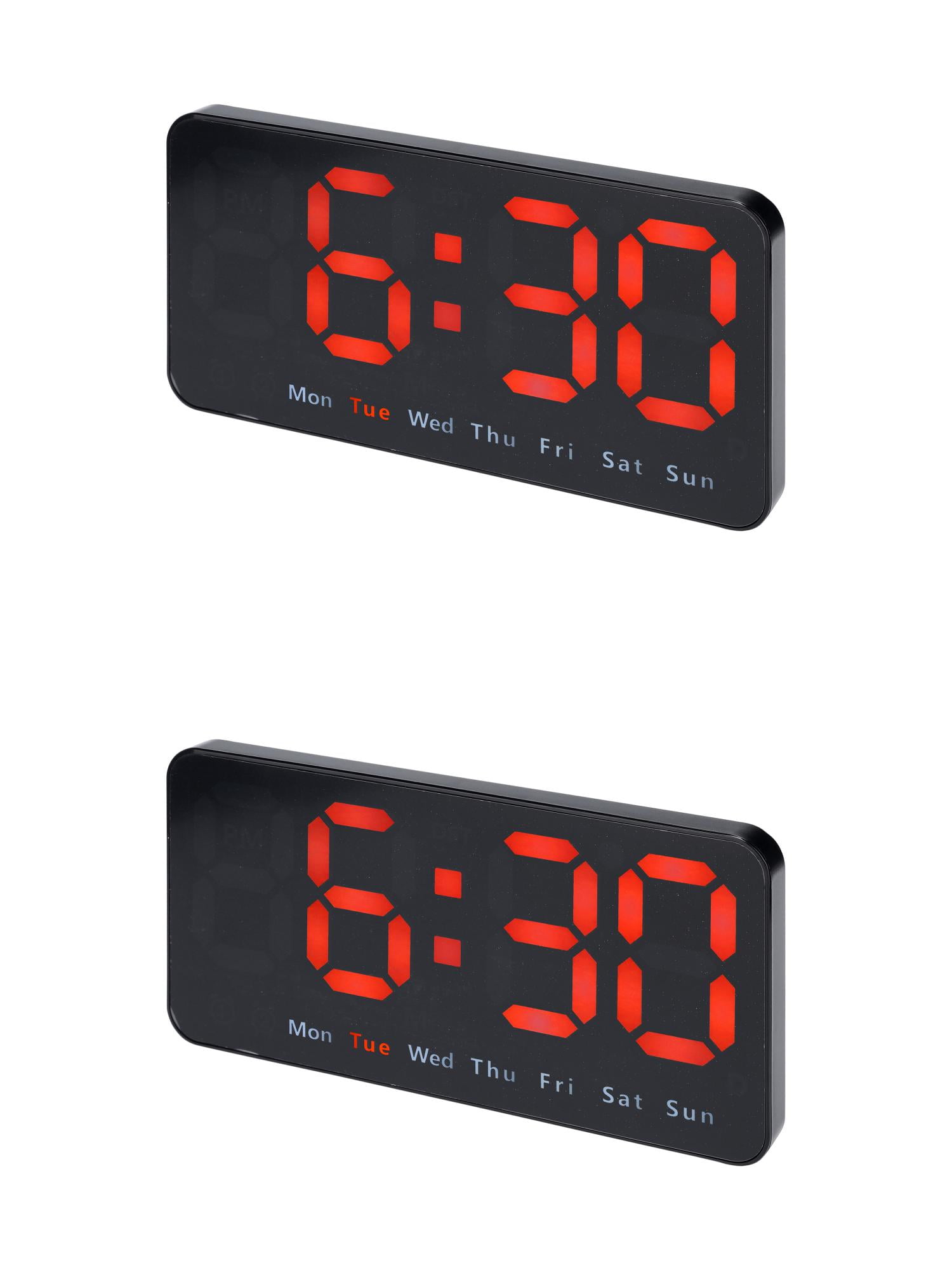 Unique Bargains 2 Pcs Digital Dual Alarm Clock Dimmable Wall Clocks ...