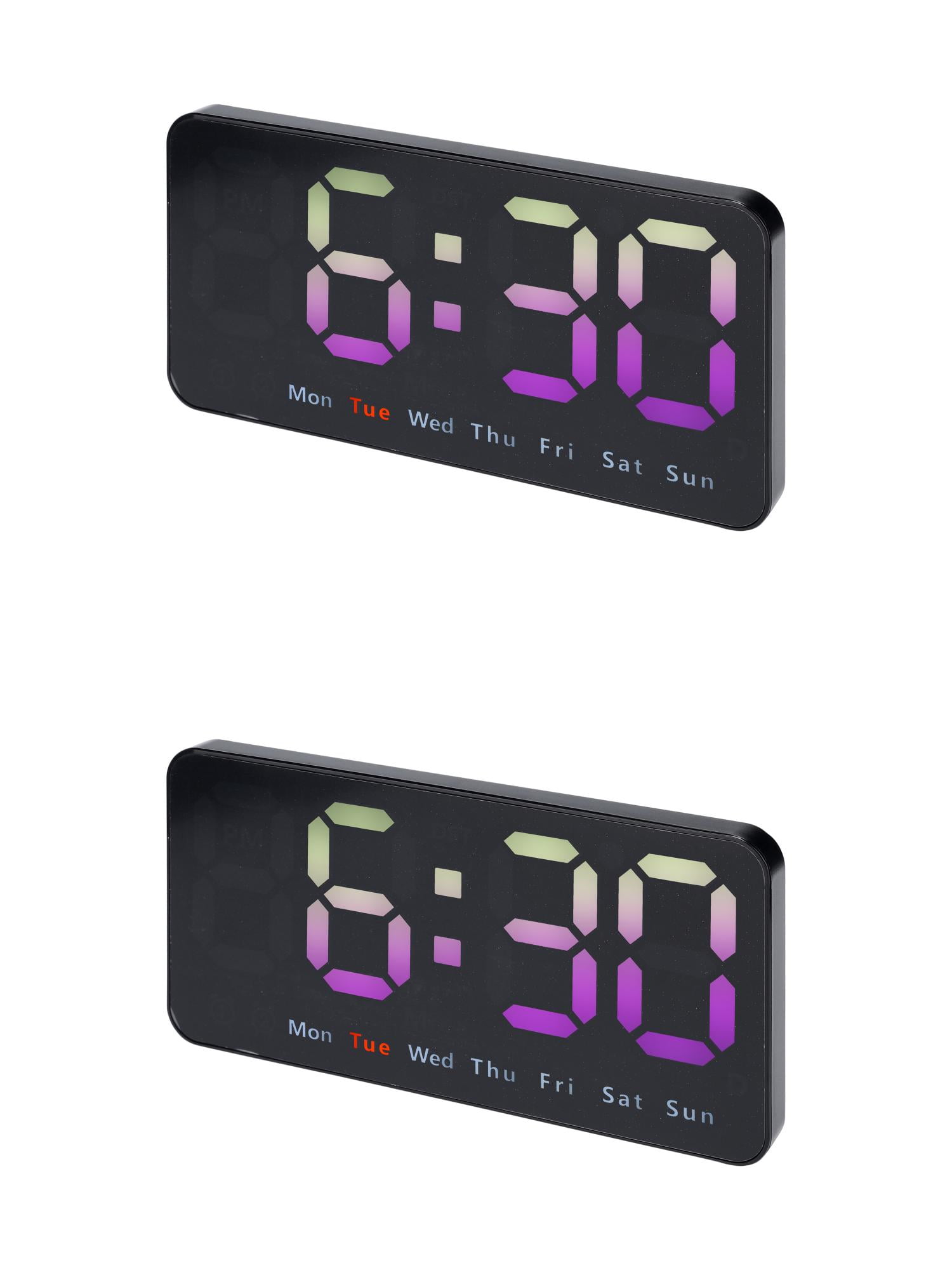 Unique Bargains 2 Pcs Digital Dual Alarm Clock Dimmable Wall Clocks ...