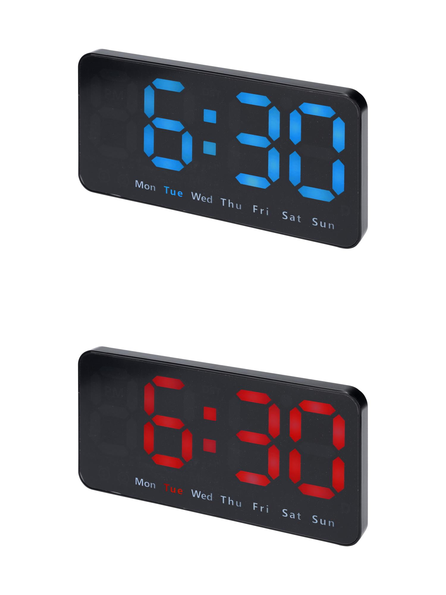 Unique Bargains 2 Pcs Digital Dual Alarm Clock Dimmable Wall Clocks Red ...
