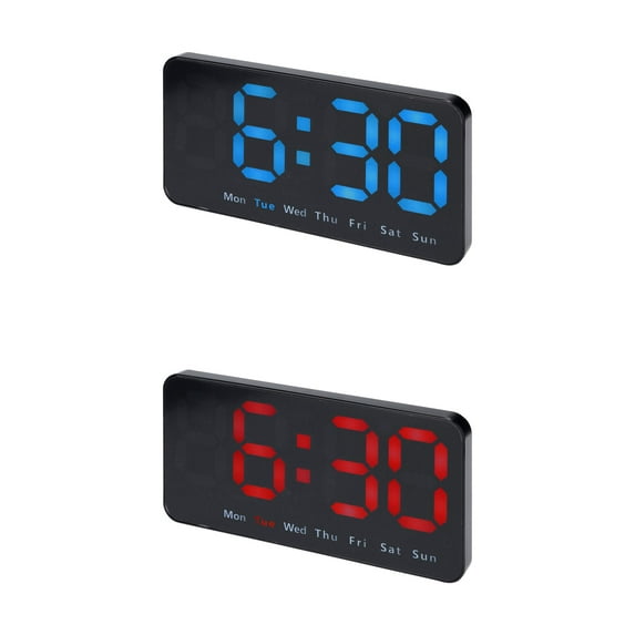 Unique Bargains 2 Pcs Digital Dual Alarm Clock Dimmable Wall Clocks Red ...