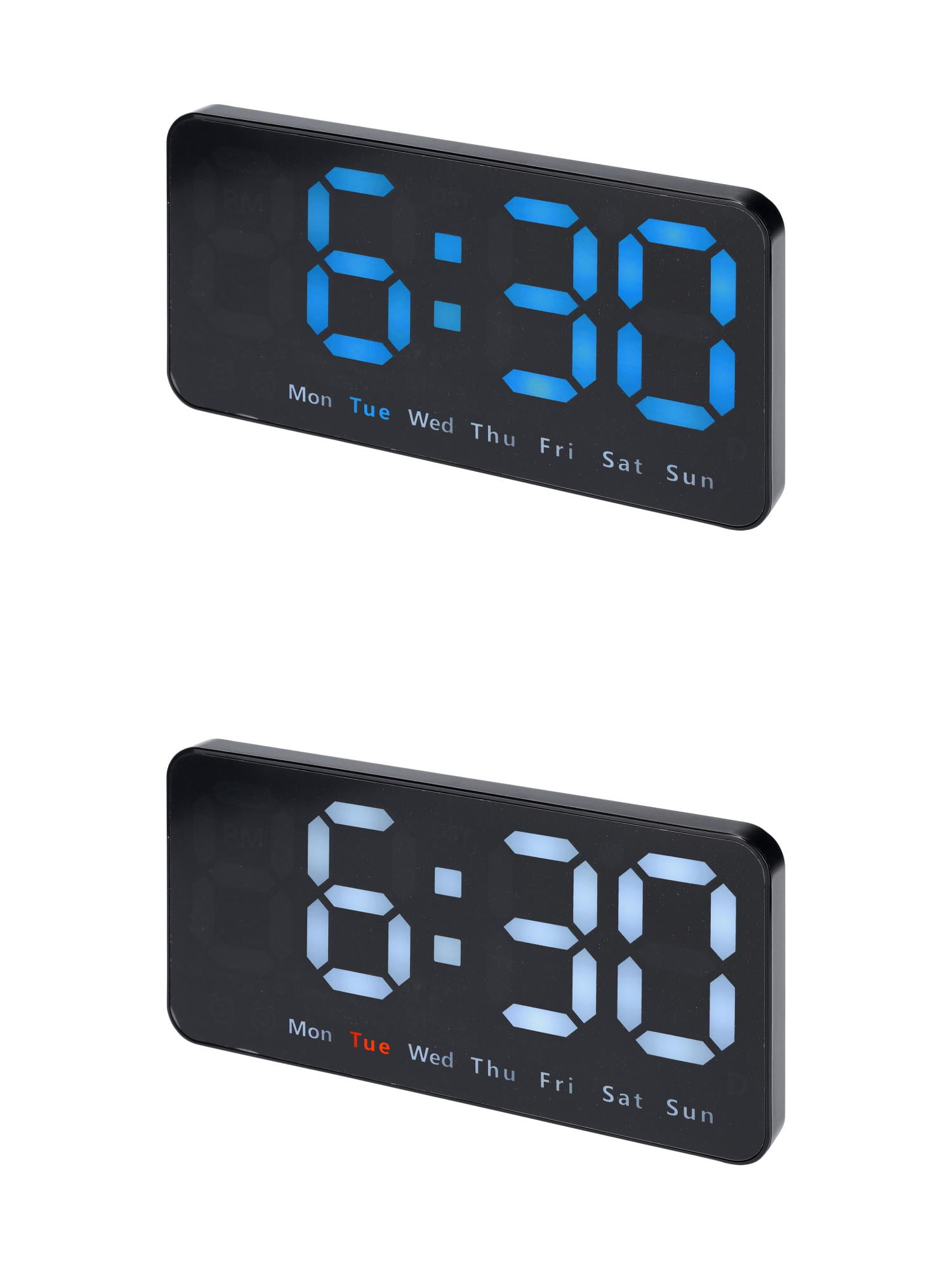 Unique Bargains 2 Pcs Digital Dual Alarm Clock Dimmable Wall Clocks ...