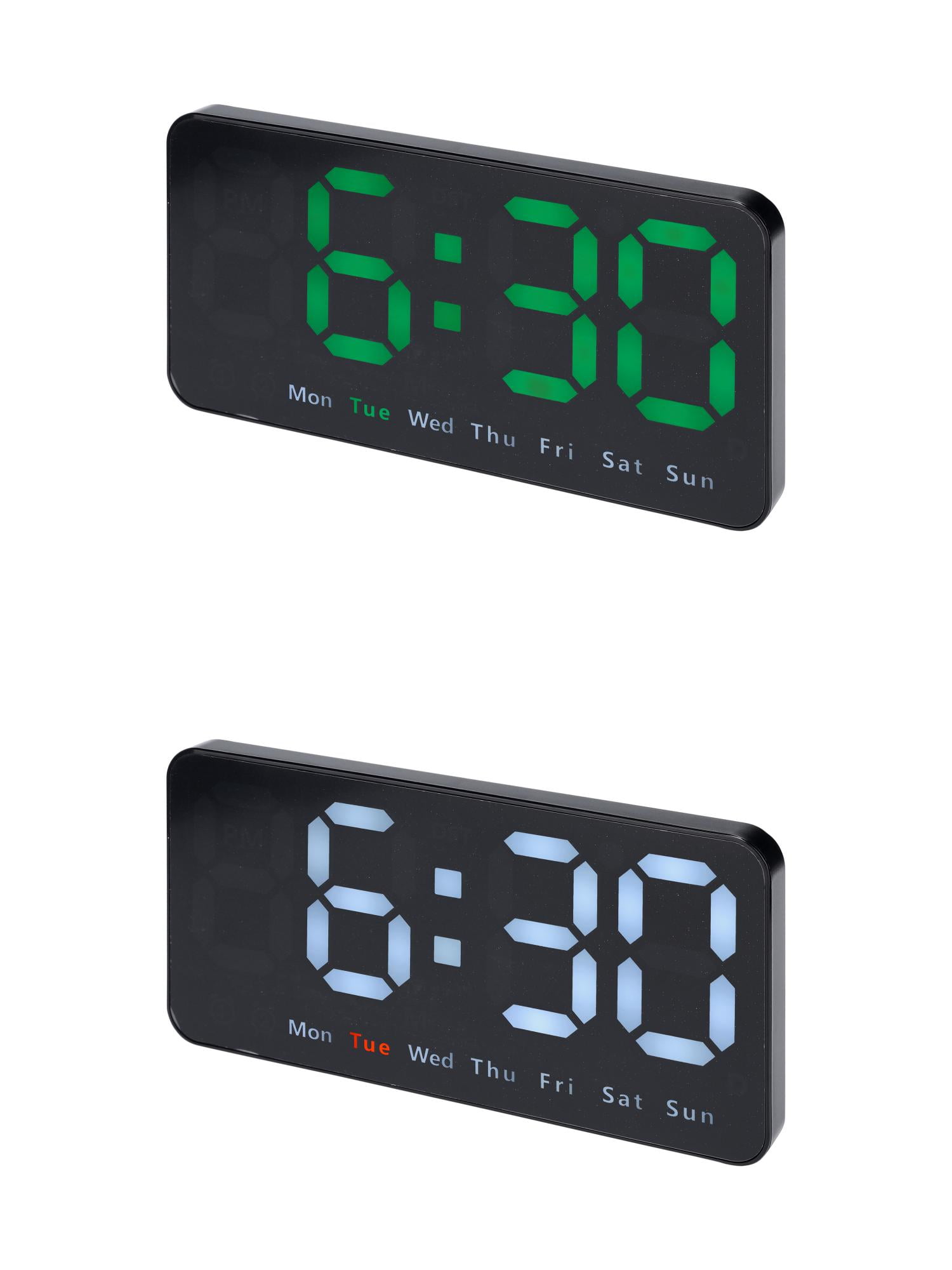 Unique Bargains 2 Pcs Digital Dual Alarm Clock Dimmable Wall Clocks ...