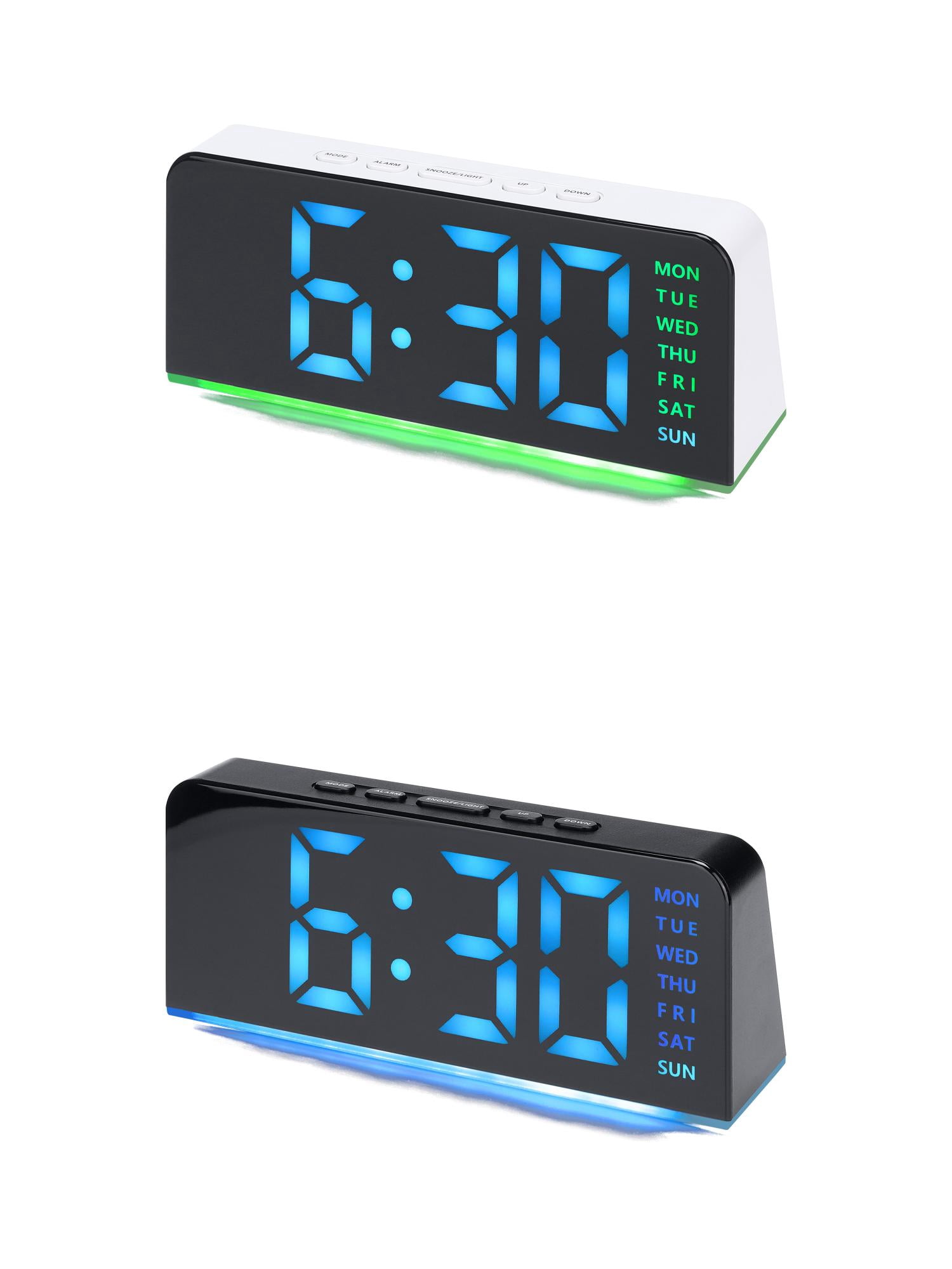 Unique Bargains 2 Pcs Digital Dual Alarm Clock for Bedroom Black Blue ...