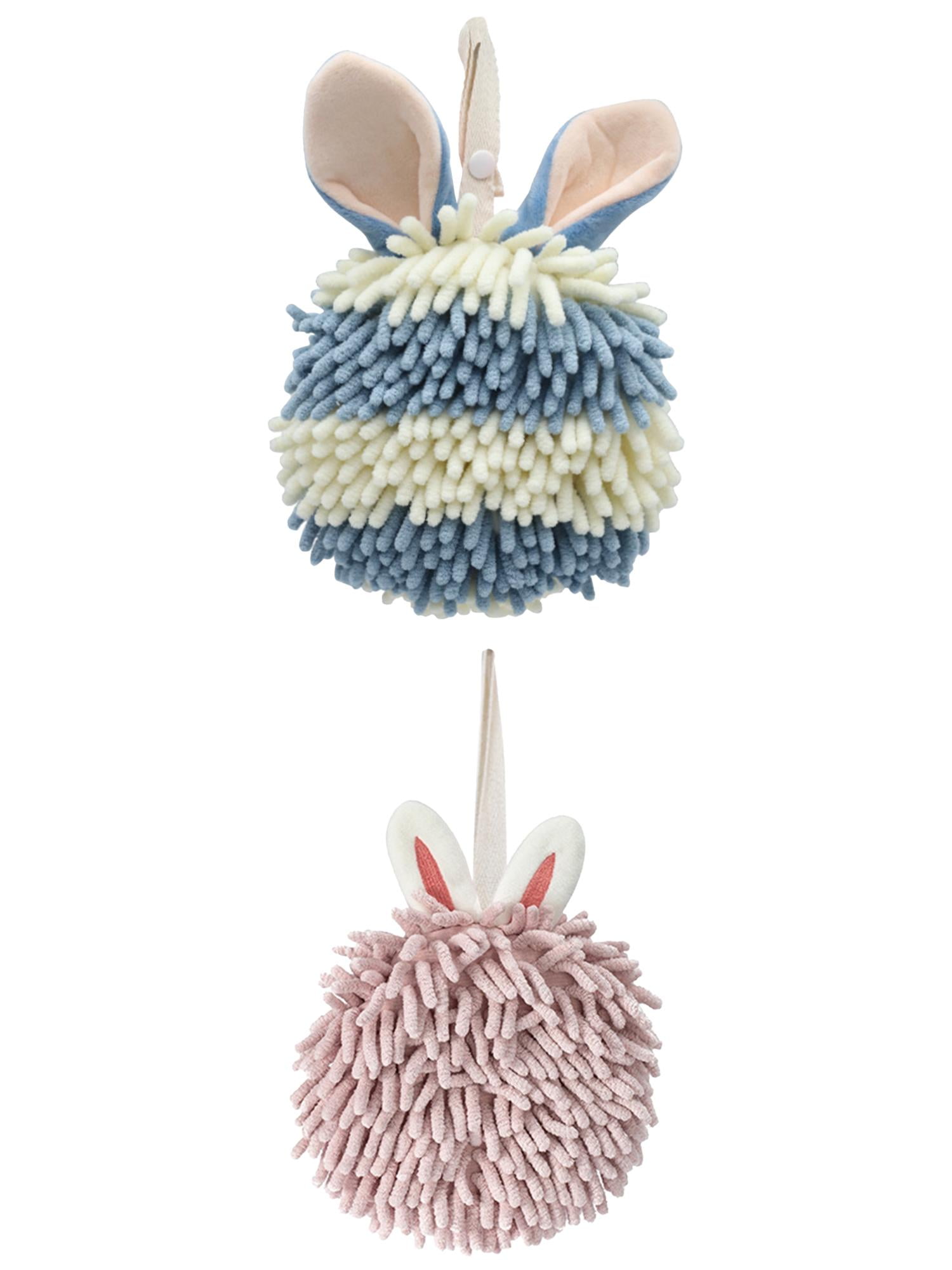 Unique Bargains 2 Pcs Fluffy Hand Towel 7" x 7" Light Pink Blue ...