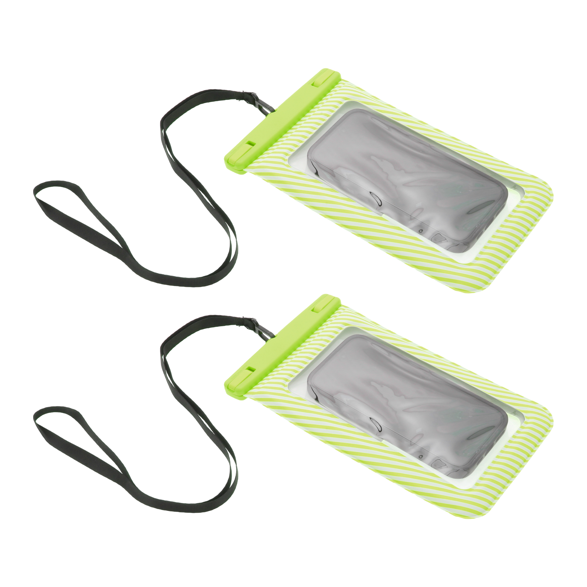 Unique Bargains 2 Pcs Full Stripe Mobile Waterproof Bag Green Universal ...