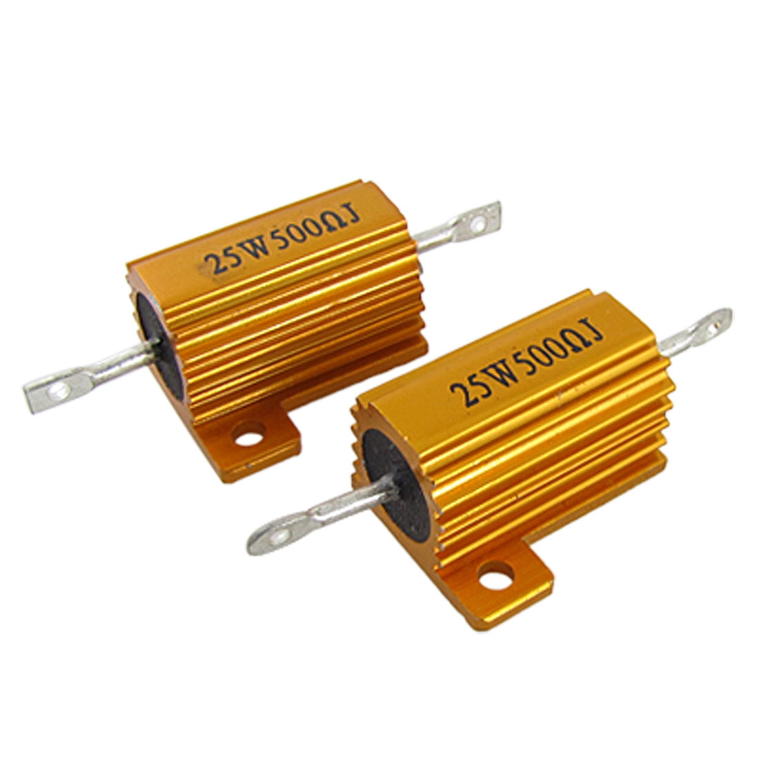 Unique Bargains 2 Pcs Gold Tone 25W 500 Ohm 5% Aluminum Clad Resistors ...