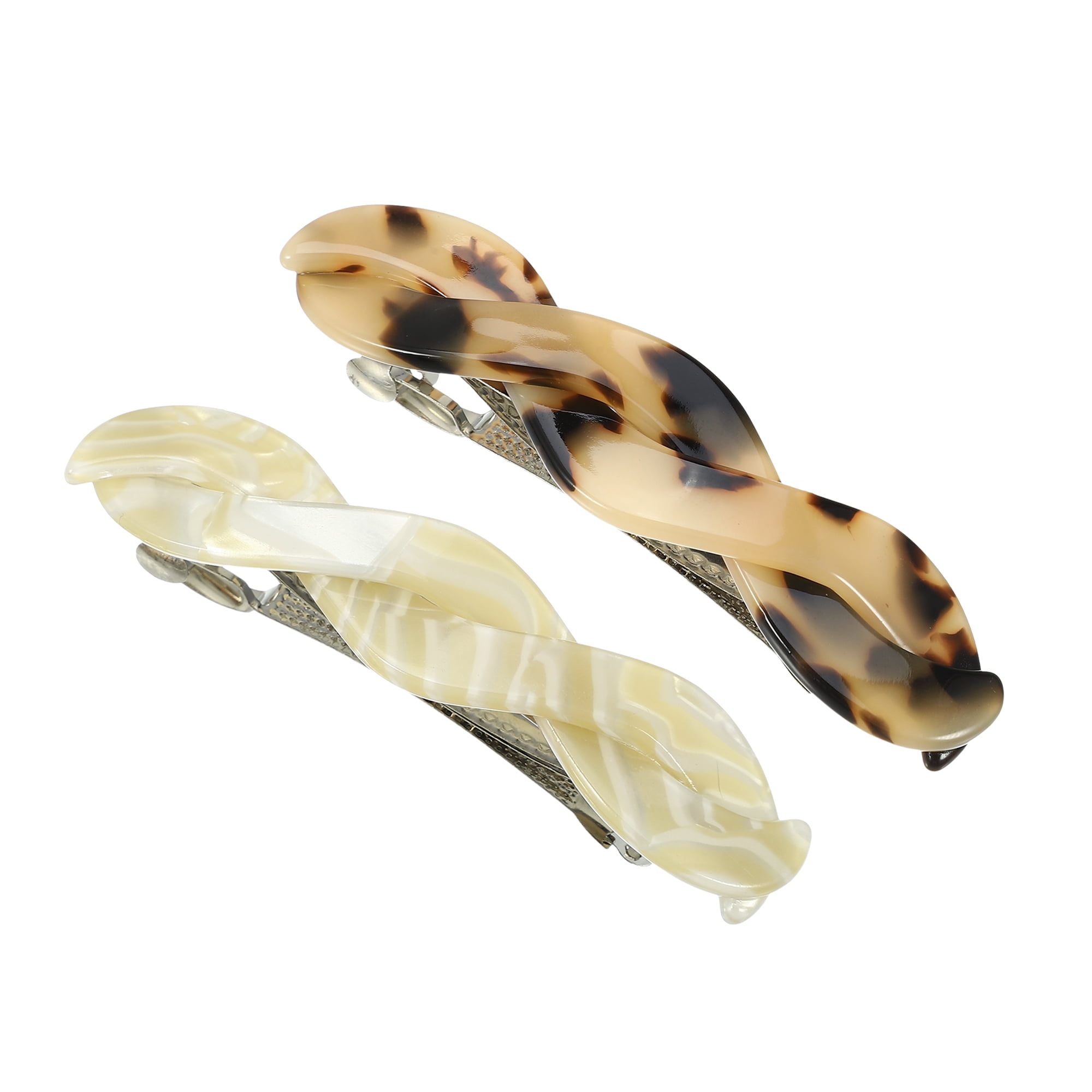 Unique Bargains 2 Pcs Hair Barrettes Tortoise Shell Hair Clips Acetate ...