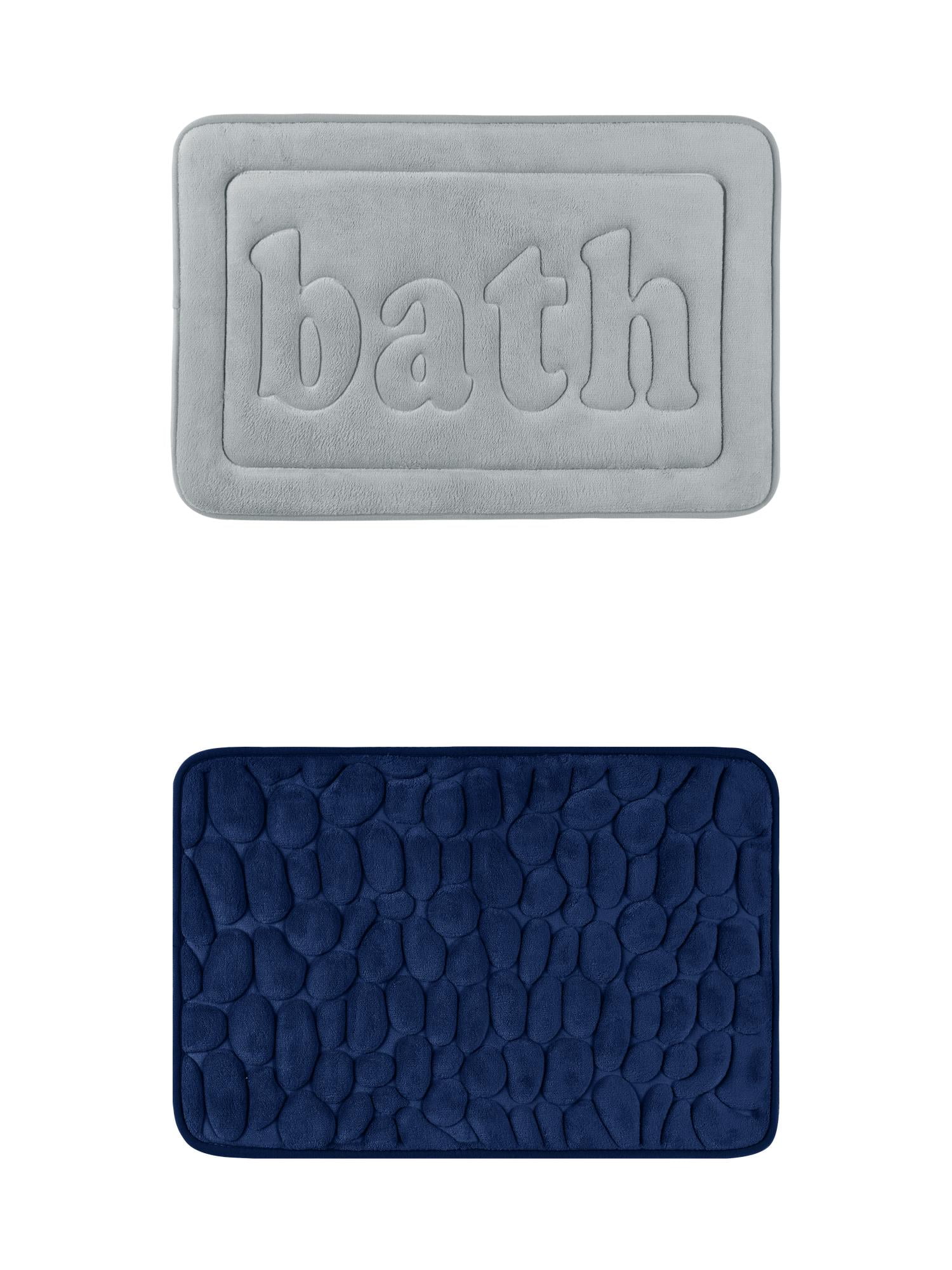 Unique Bargains 2 Pcs Memory Foam Absorbent Bathroom Rugs Light Grey ...