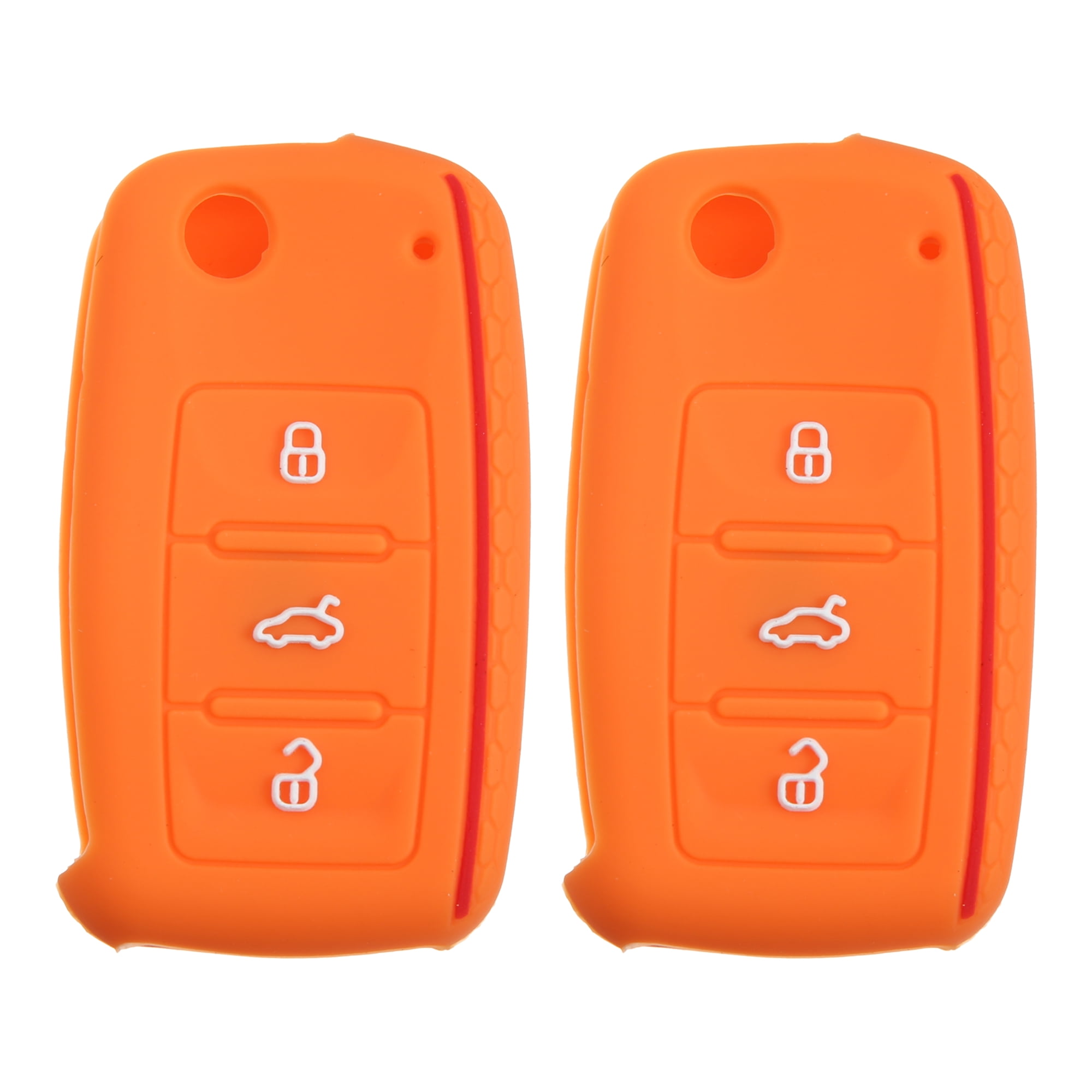 Unique Bargains 2 Pcs Orange Silicone Remote Control Key Fob Shell ...