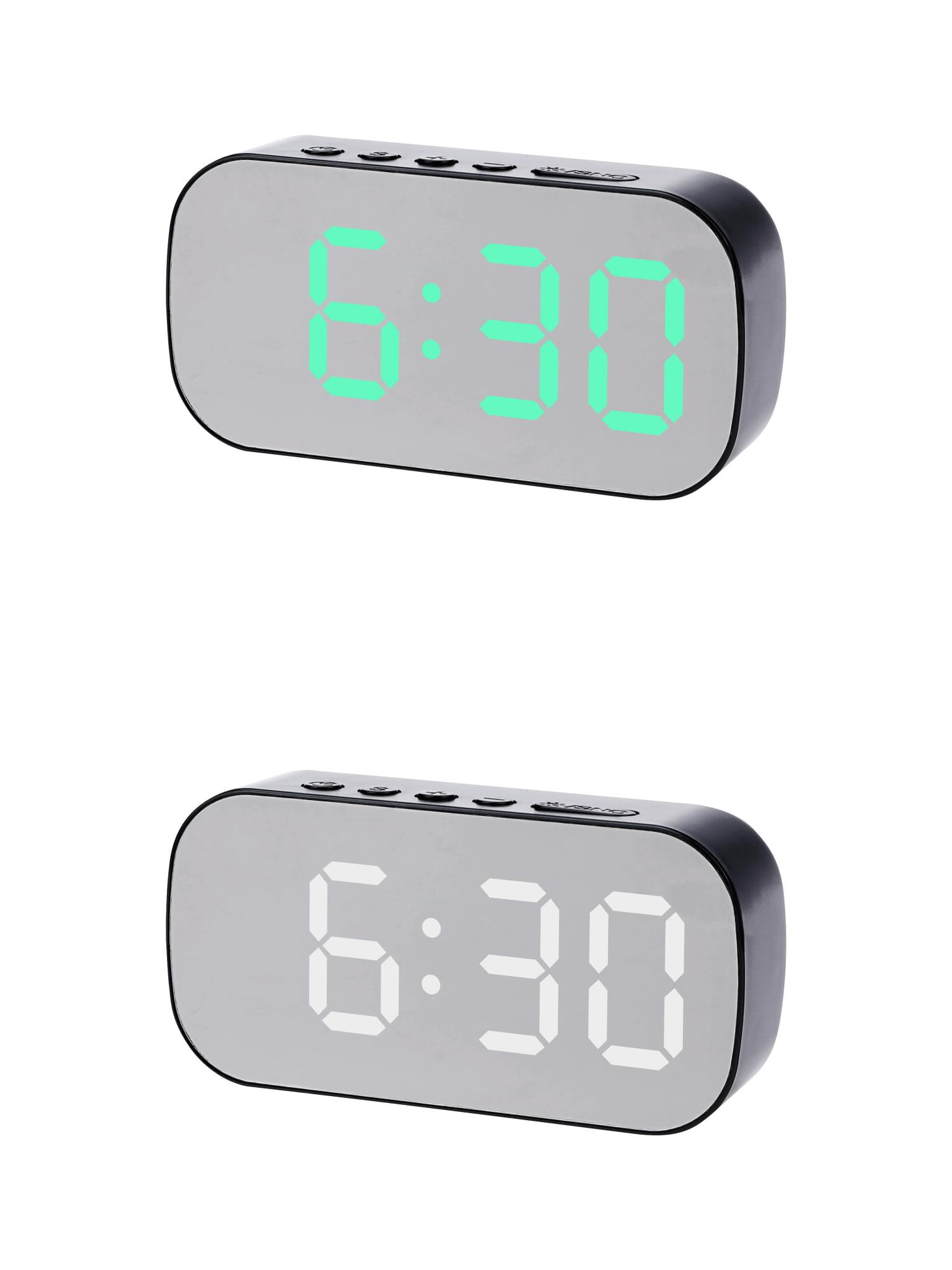 Unique Bargains 2 Pcs Oval Alarm Clock Snooze 5.1 x 2.6 x 1.4 in Black ...