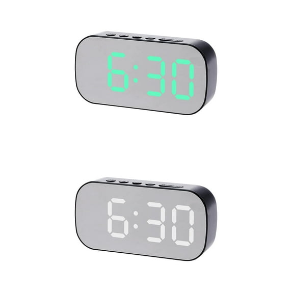 Unique Bargains 2 Pcs Oval Alarm Clock Snooze 5.1 x 2.6 x 1.4 in Black ...