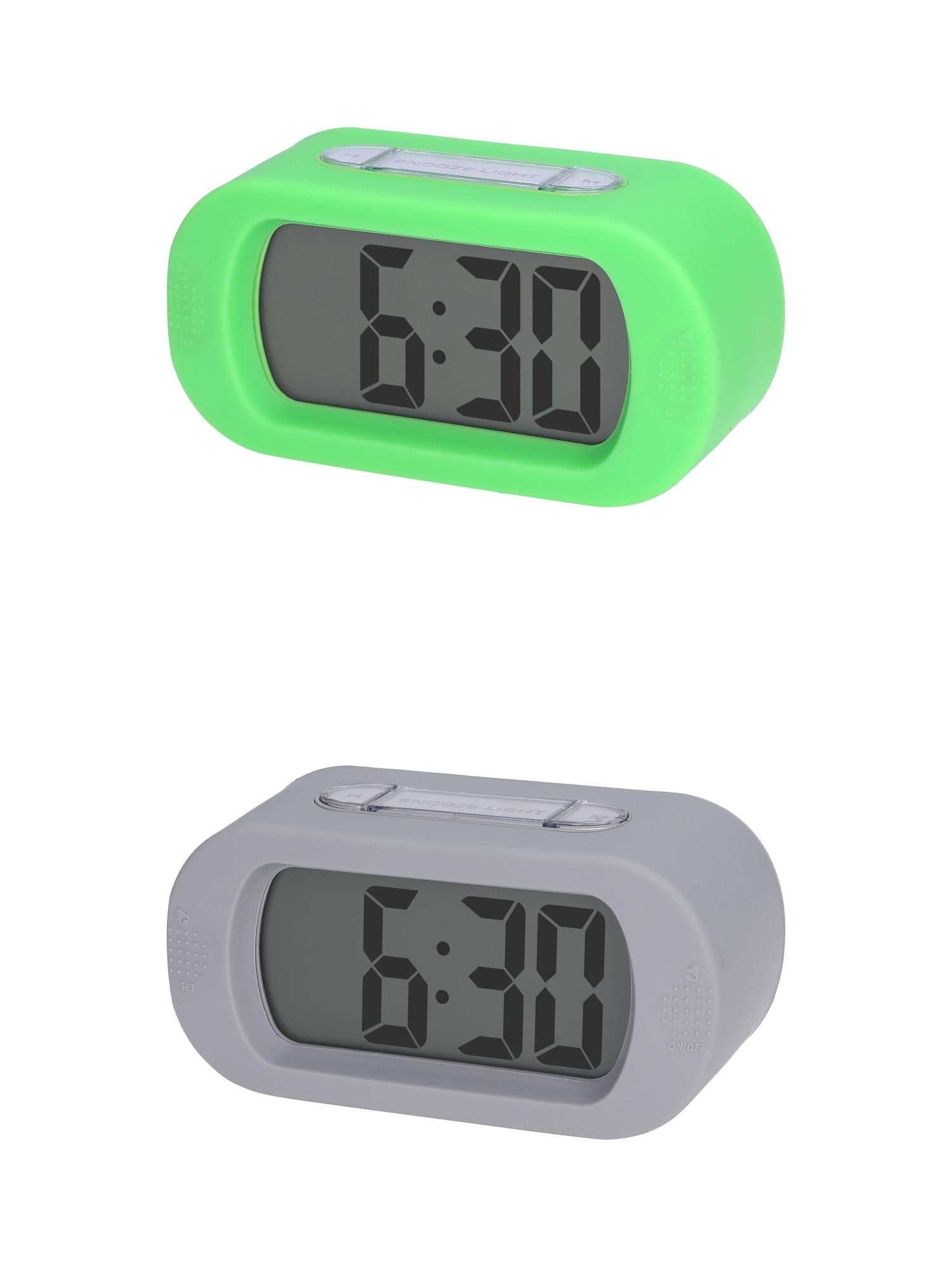 Unique Bargains 2 Pcs Oval Digital Alarm Clock Adjustable Alarm Snooze ...