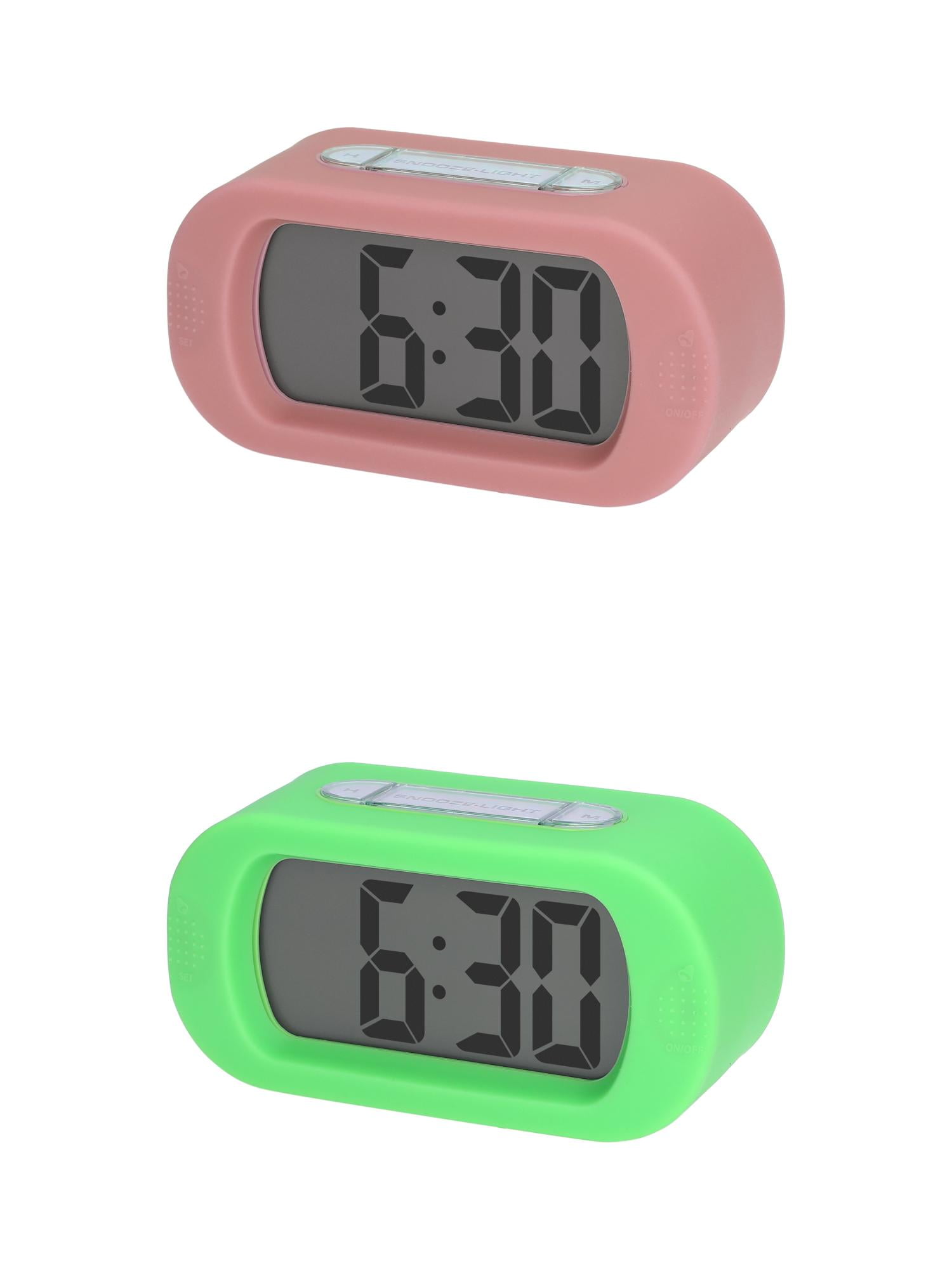 Unique Bargains 2 Pcs Oval Digital Alarm Clock Adjustable Alarm Snooze ...