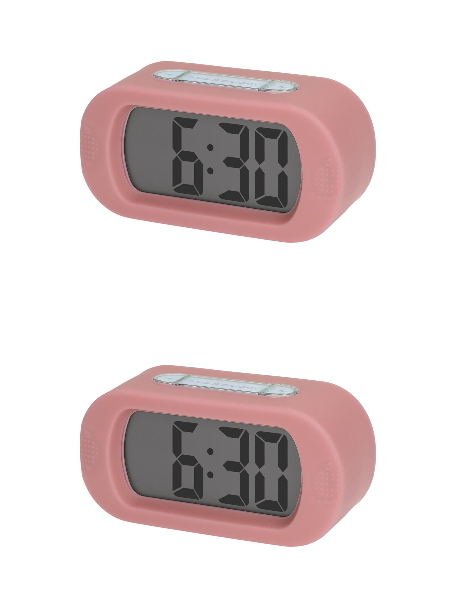 Unique Bargains 2 Pcs Oval Digital Alarm Clock Adjustable Alarm Snooze ...