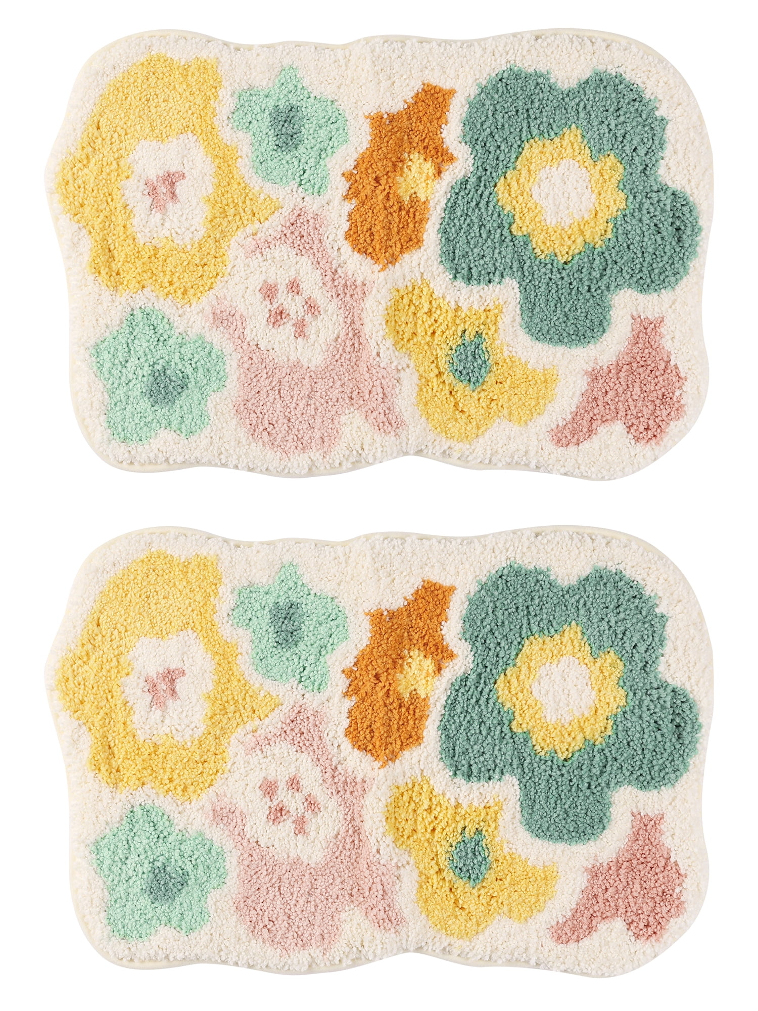 Unique Bargains 2 Pcs Printing Non-Slip Bathroom Mats Soft Plush Fluffy ...