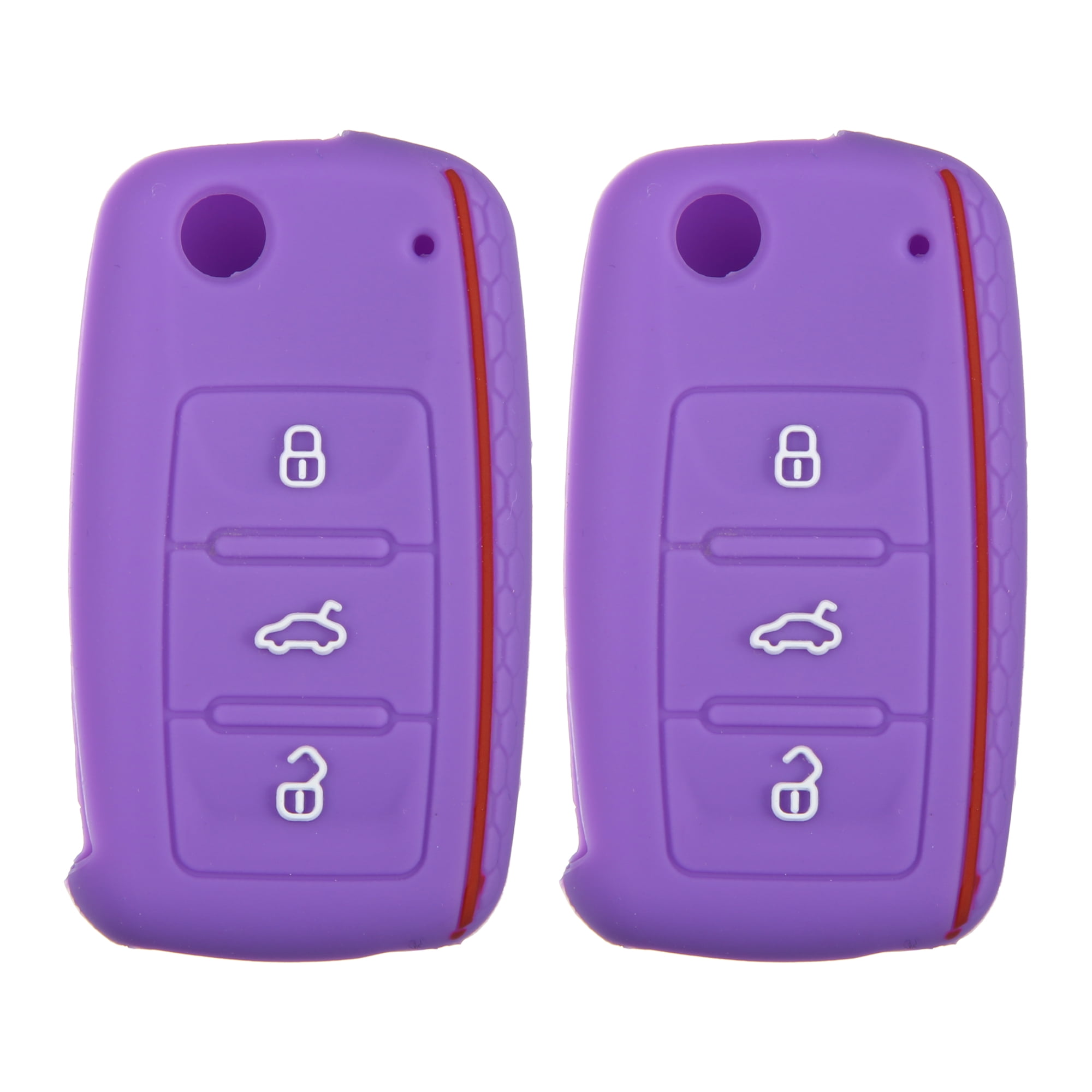 Unique Bargains 2 Pcs Purple Silicone Remote Control Key Fob Shell ...