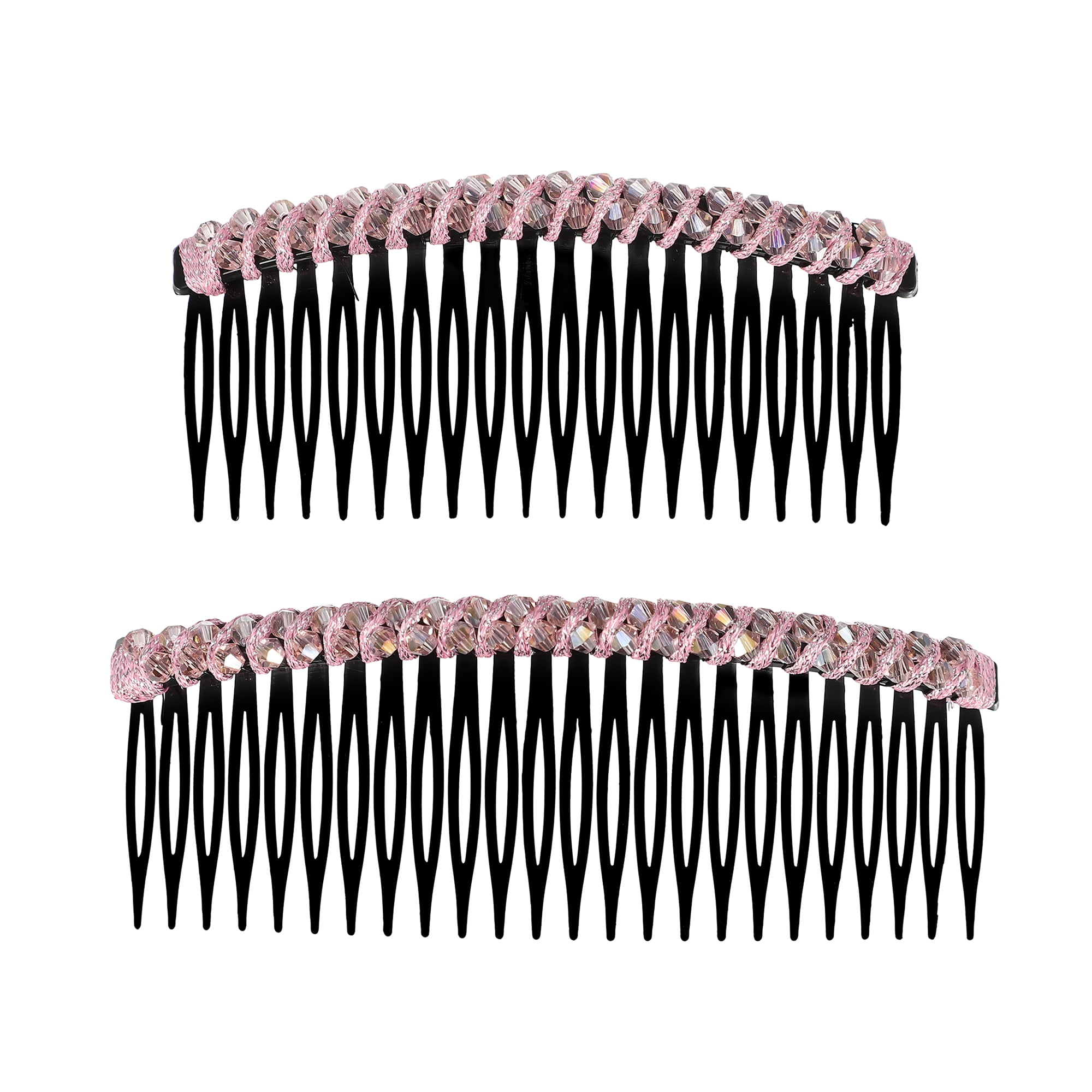 Unique Bargains 2pcs Plastic Rhinestone Side Hair Comb 20 Teeth and 24 ...