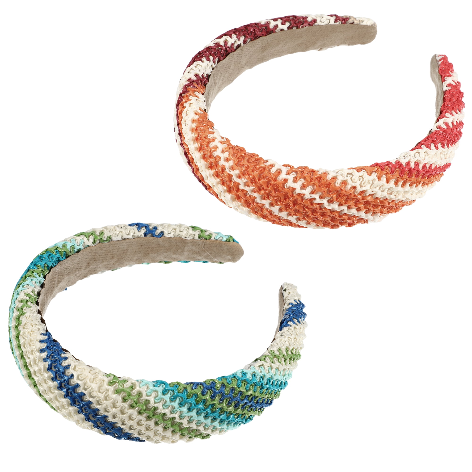 Unique Bargains 2 Pcs Straw Headband Rattan Sponge Headband Bohemian ...