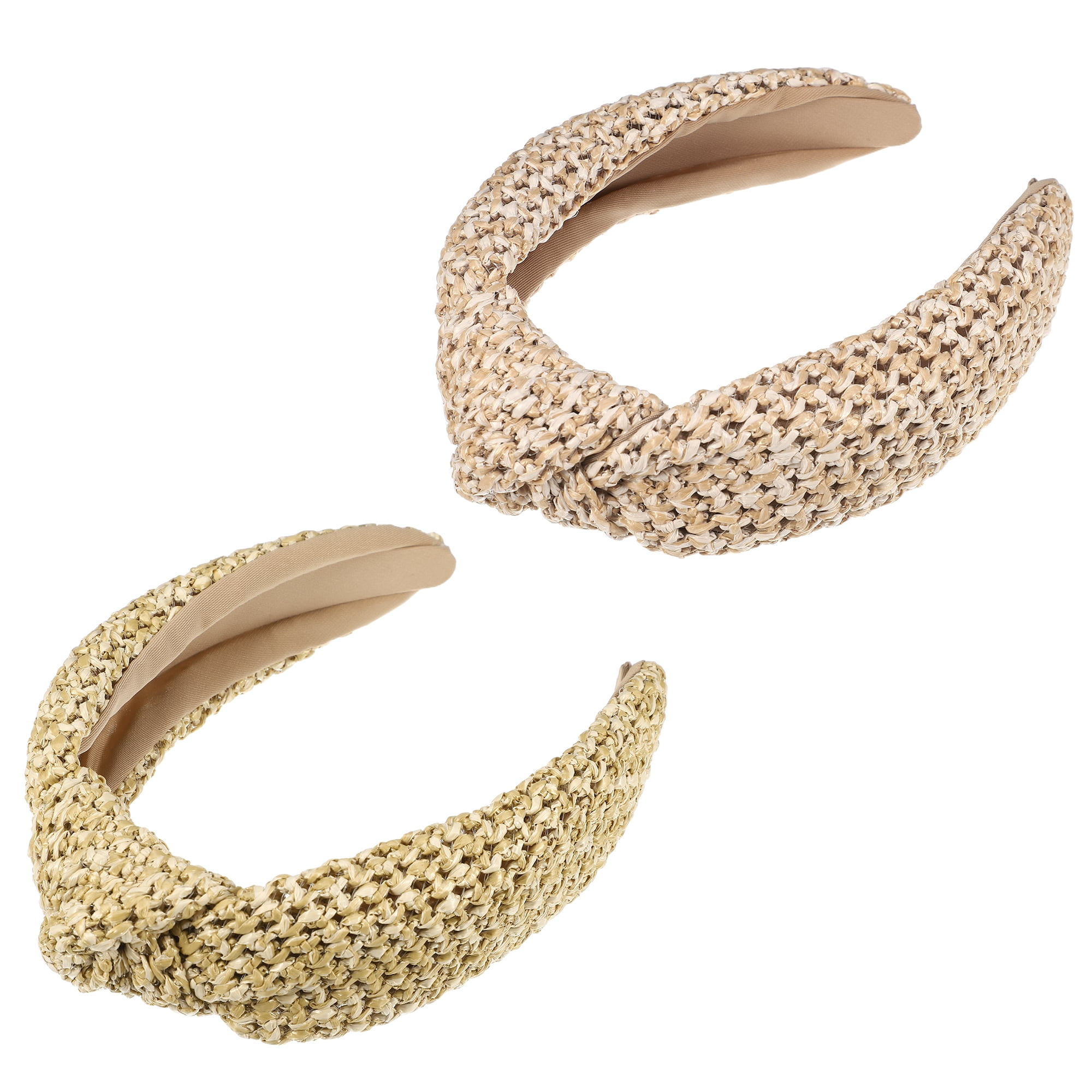 Unique Bargains 2 Pcs Straw Rattan Sponge Headband Bohemian Style ...