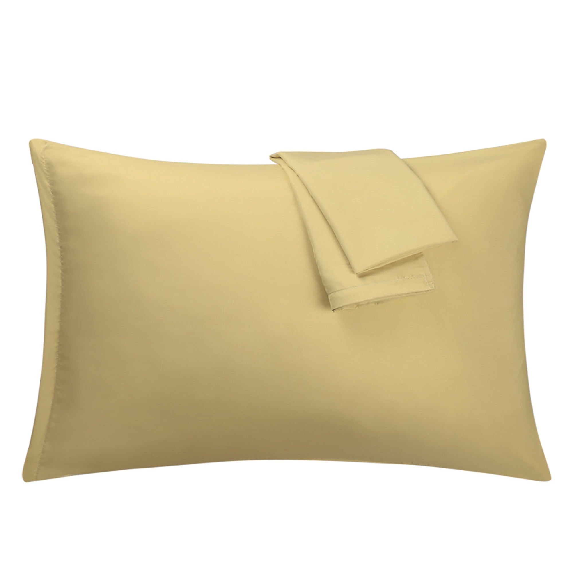 Unique Bargains 2-Piece 1800D Microfiber Solid Pillowcases Gold Travel ...