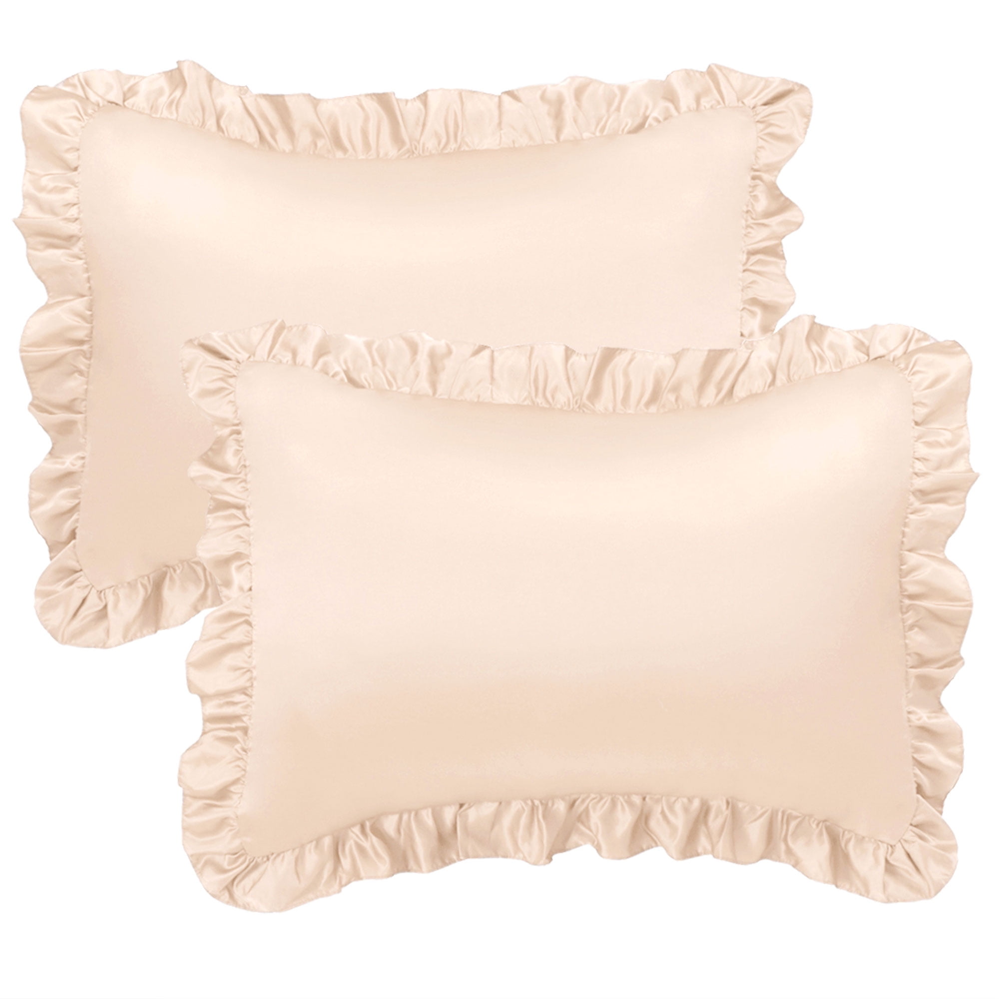Unique Bargains 2-Piece Satin Ruffled Edge Pillowcases, Standard, Rose ...