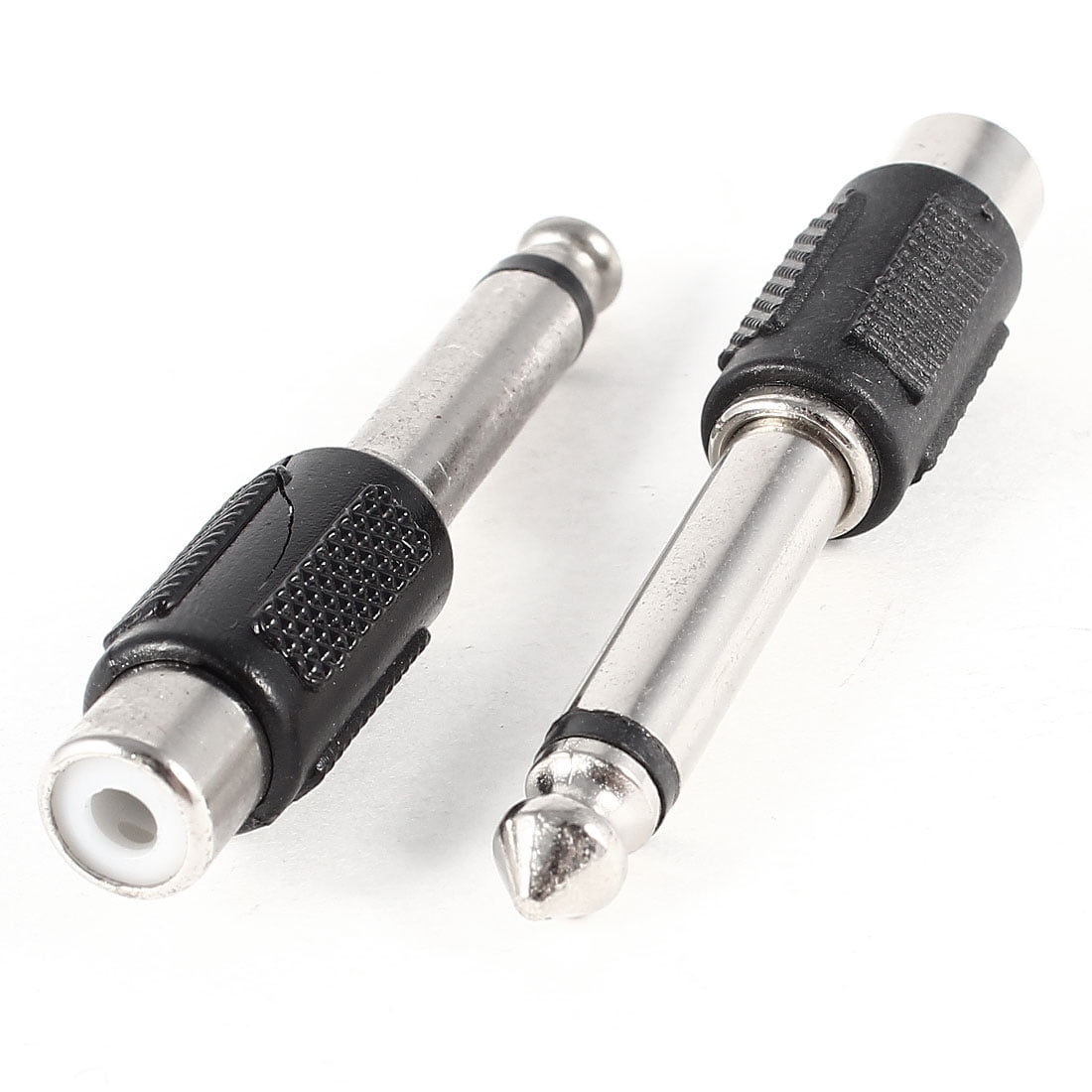 Unique Bargains 2 Pieces Black Mono 6.35mm 1/4 Male Plug to RCA Female ...