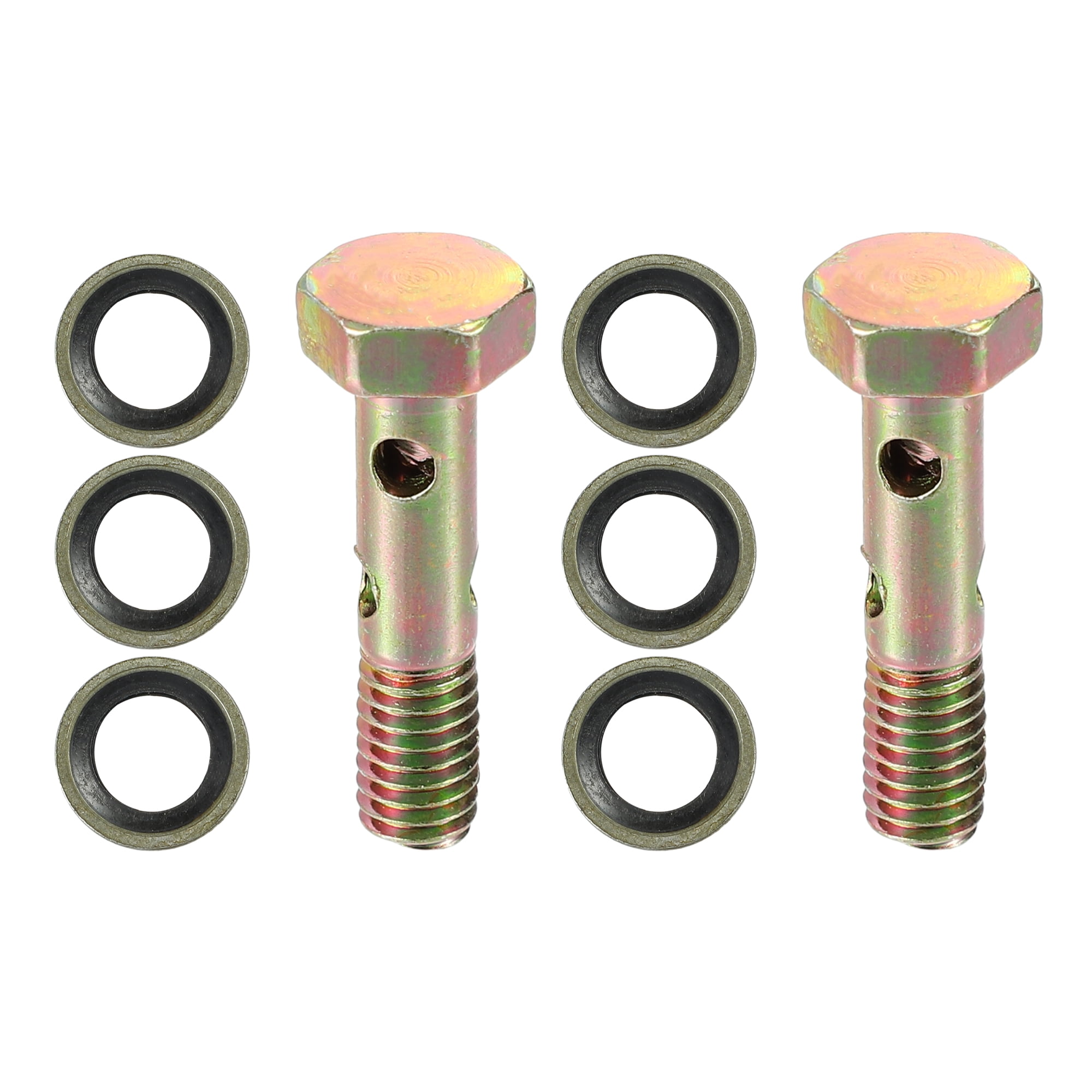 Unique Bargains 2 Set M6x1 28mm Length Motorcycle 4 Hole Hollow Bolt ...