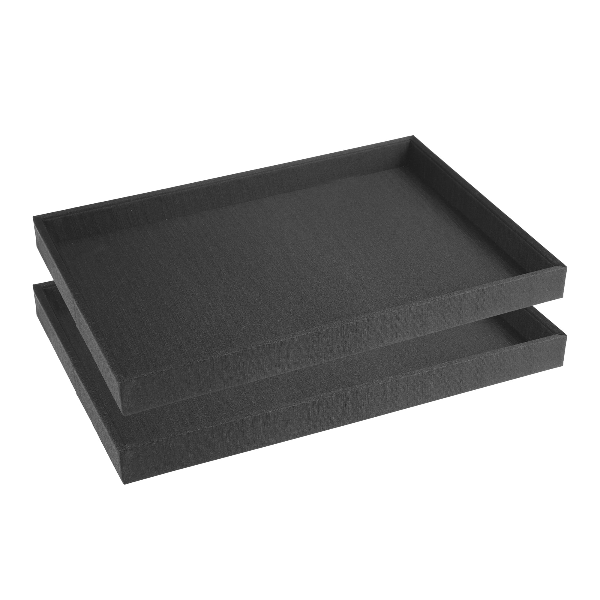 Unique Bargains 2 Stackable Fabric Jewelry Boxes Organizer Trays with ...