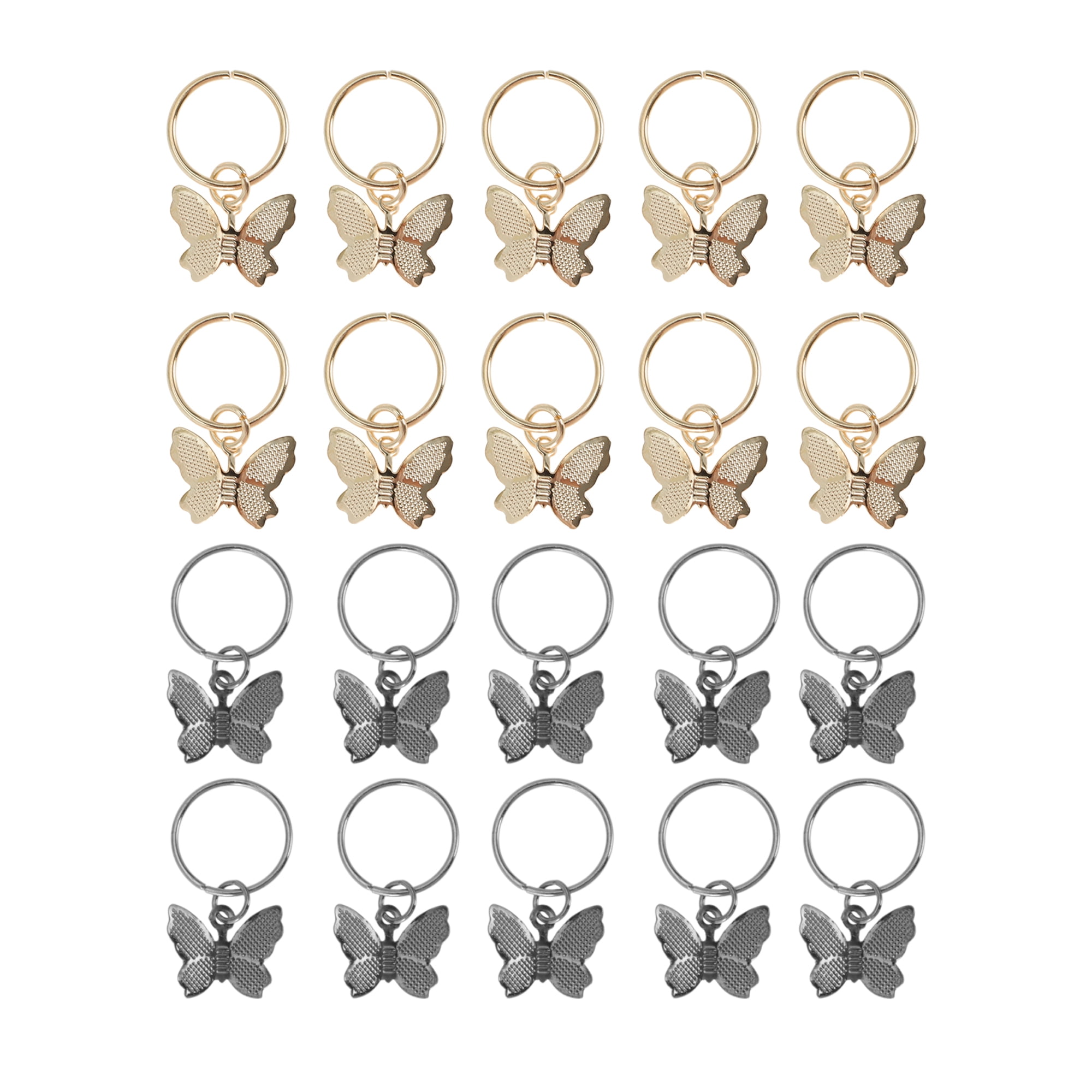 Unique Bargains 20 Hair Cuffs Dreadlock Butterfly Dreadlock Hair Clips ...