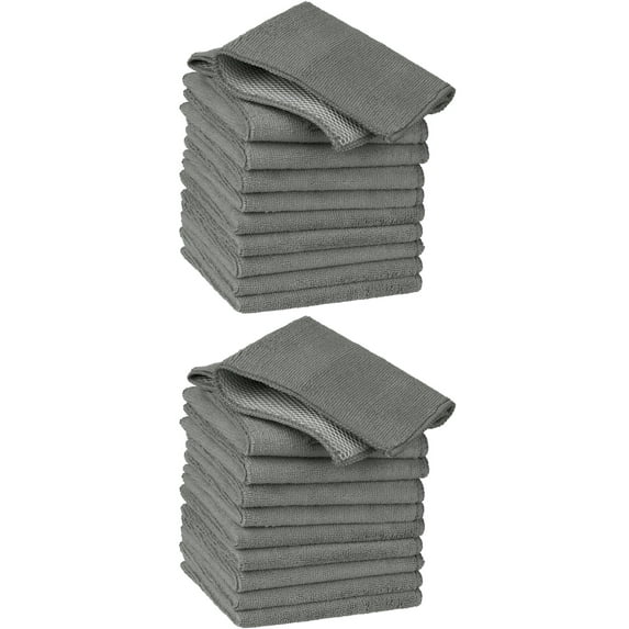 Unique Bargains 20 Pcs Kitchen Dishcloth Set Quick Dry Dish Cloths Grey ...