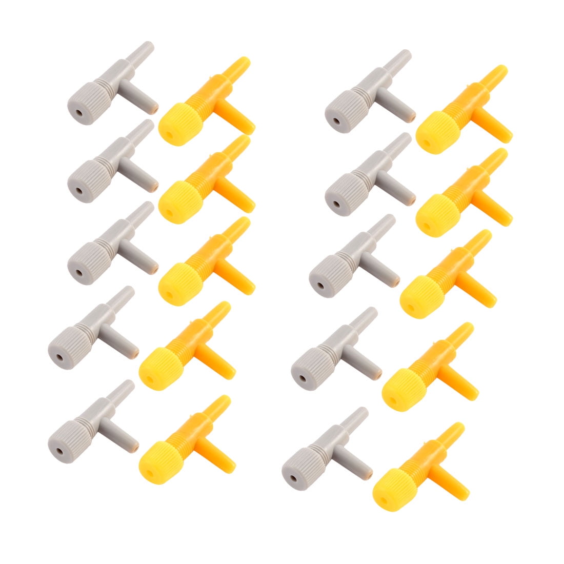 Unique Bargains 20 Pcs Yellow Gray 2 Way Aquarium Air Line Pump Tubing ...