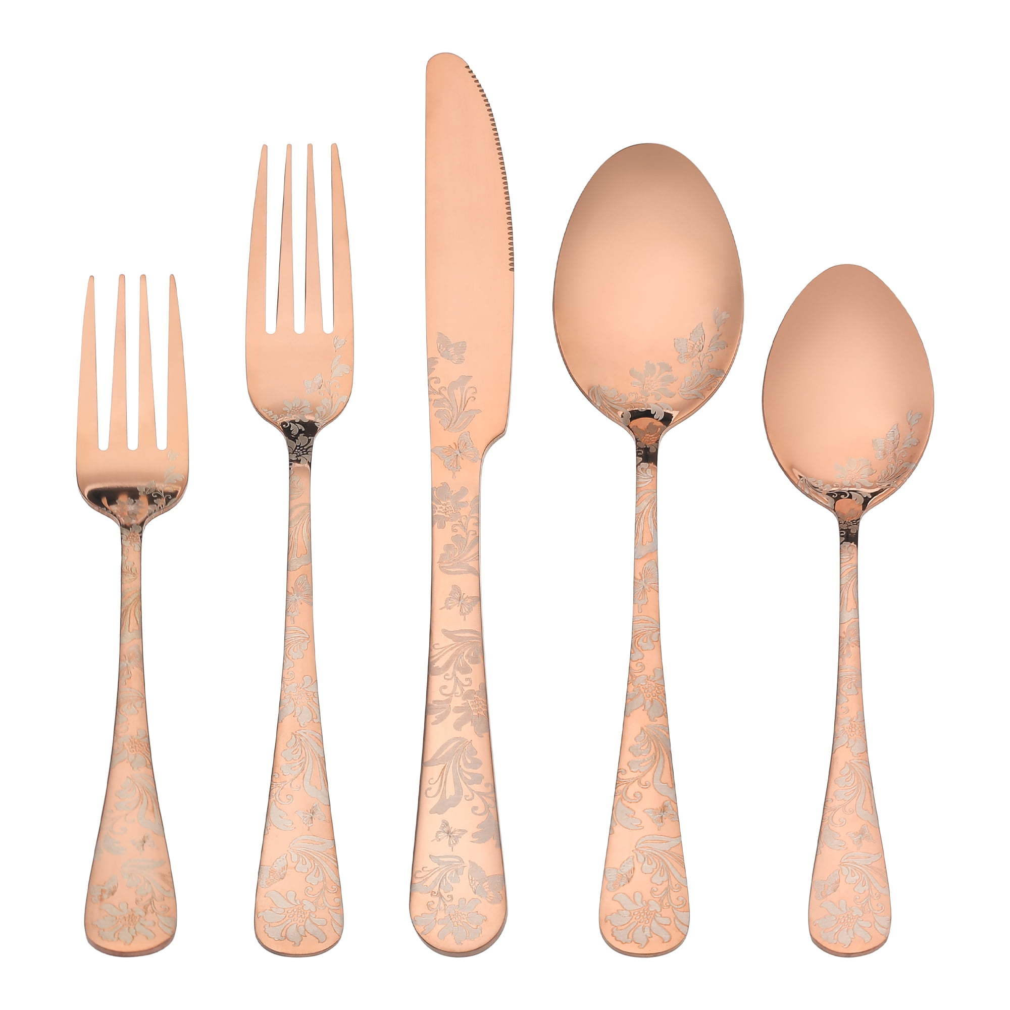 Unique Bargains 20 Pieces Stainless Steel Silverware Set Flatware Set ...