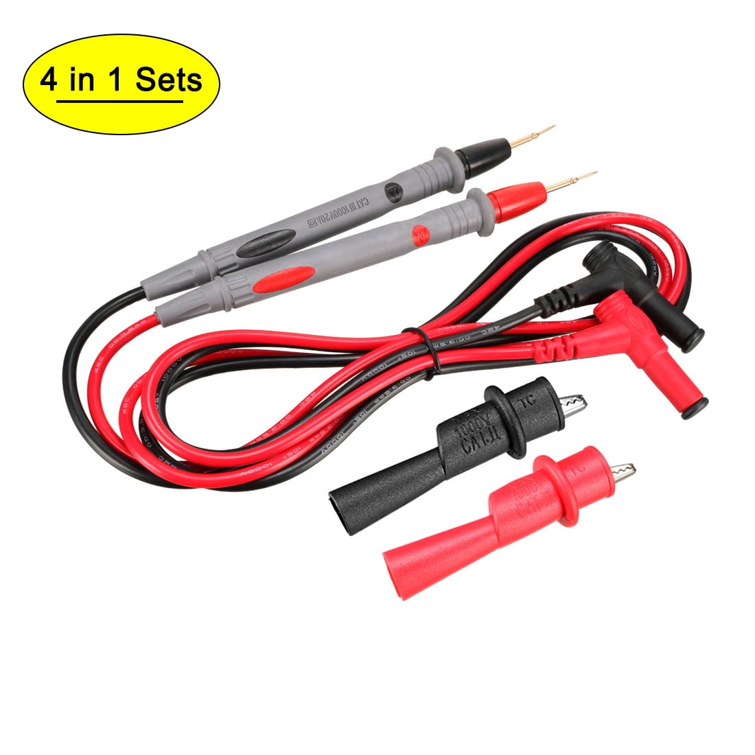 Uxcell 20A Banana Plug Digital Multimeter Probe Test Cable 4 in 1 Set ...
