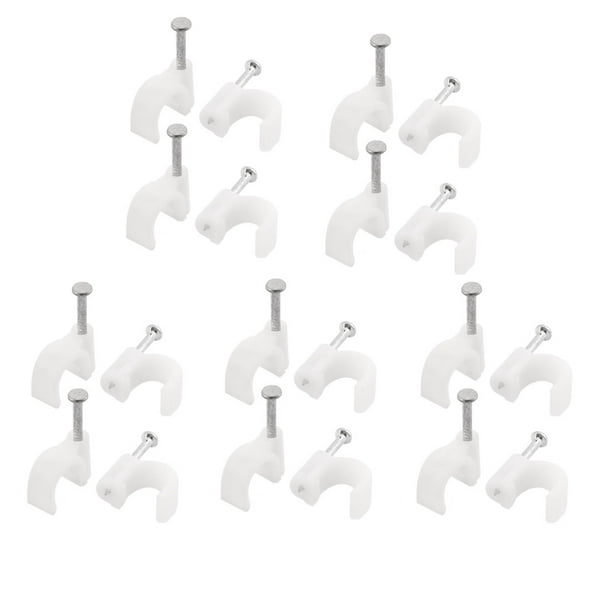 Unique Bargains 20PCS White Plastic Circle Cable Drop Clip Tie Clips ...