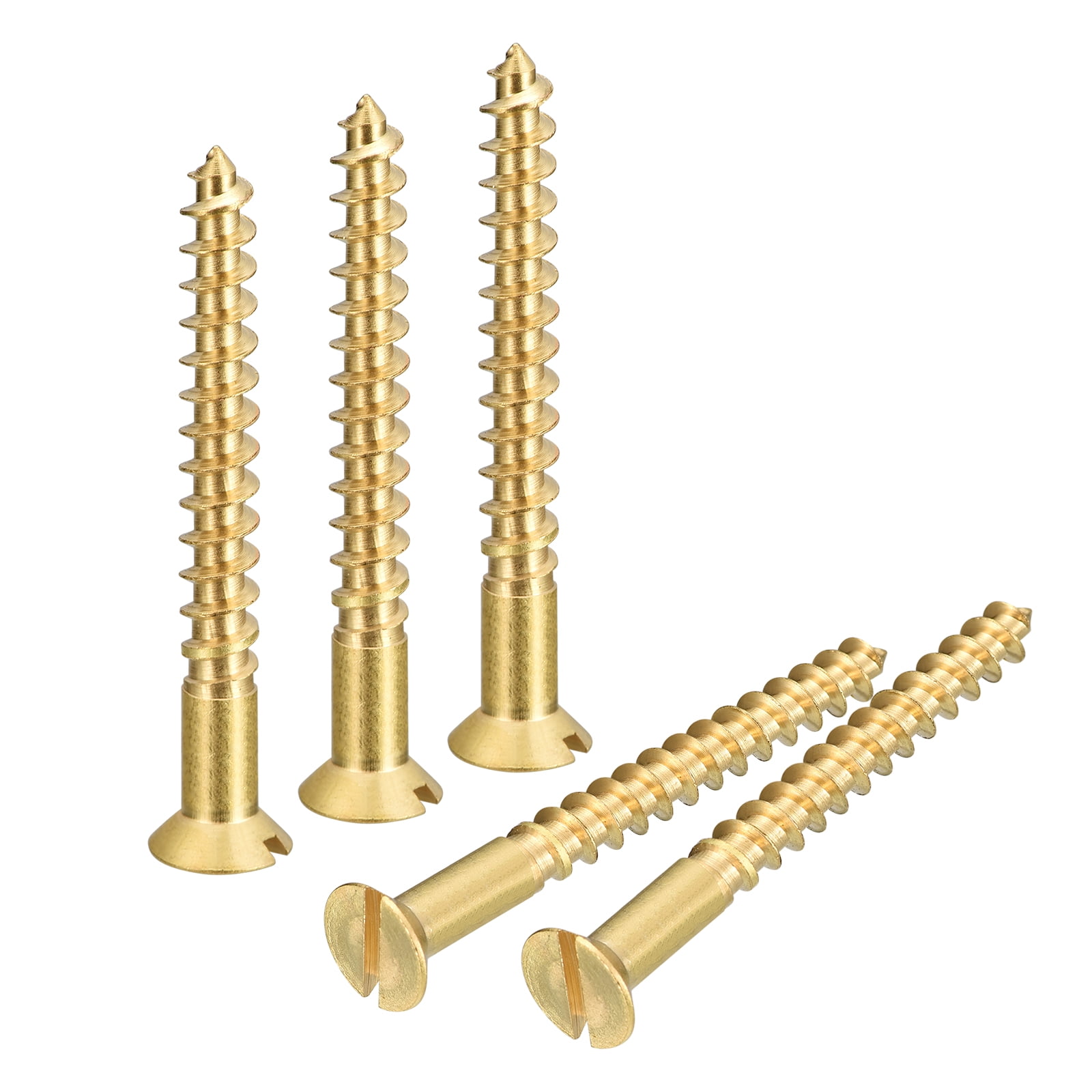 Unique Bargains 20Pack M6 x 60mm Brass Slotted Drive Flat Head Wood ...