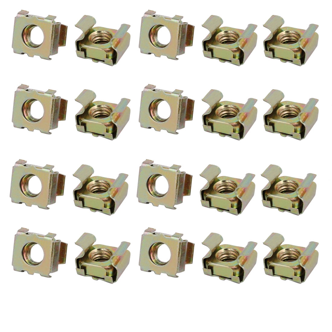 Unique Bargains 20Pcs M6 Carbon Steel Captive Cage Nut Brass Tone for ...