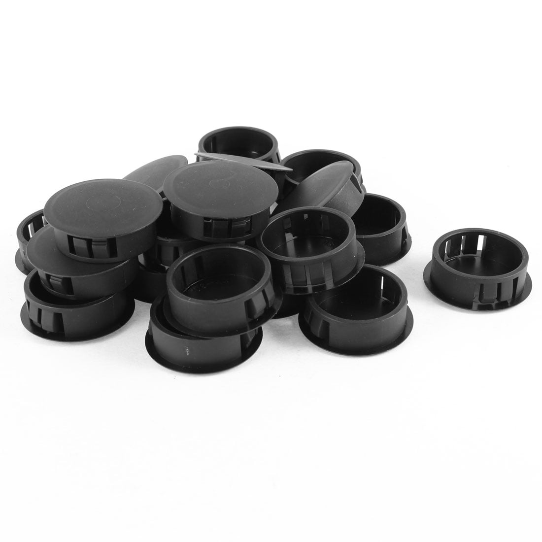 Unique Bargains 20pcs Black Plastic Locking Hole Plugs Button Cover 1 3 ...