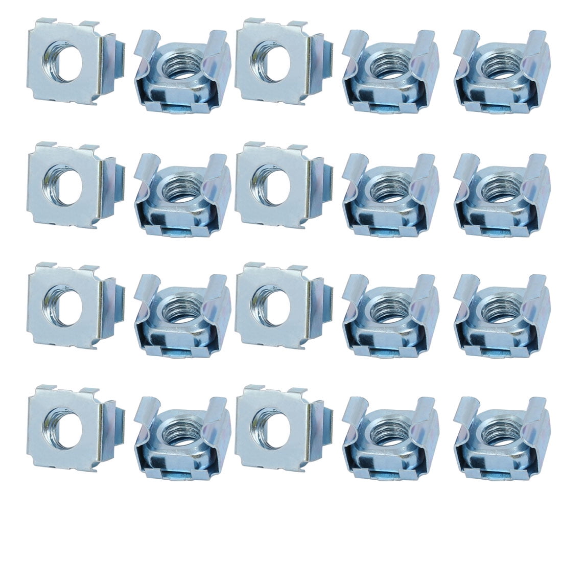 Unique Bargains 20Pcs M8 65Mn Spring Steel Captive Cage Nut Silver Tone ...