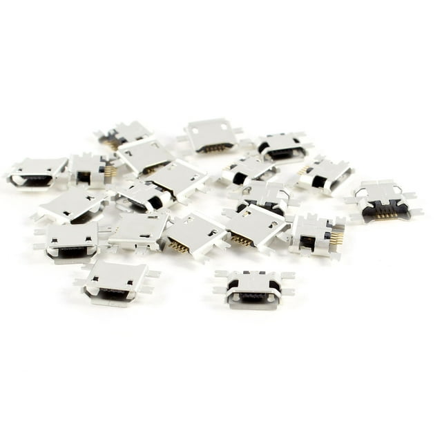 Unique Bargains 20pcs Micro USB B Female Port 180 Degree 5P SMD SMT ...