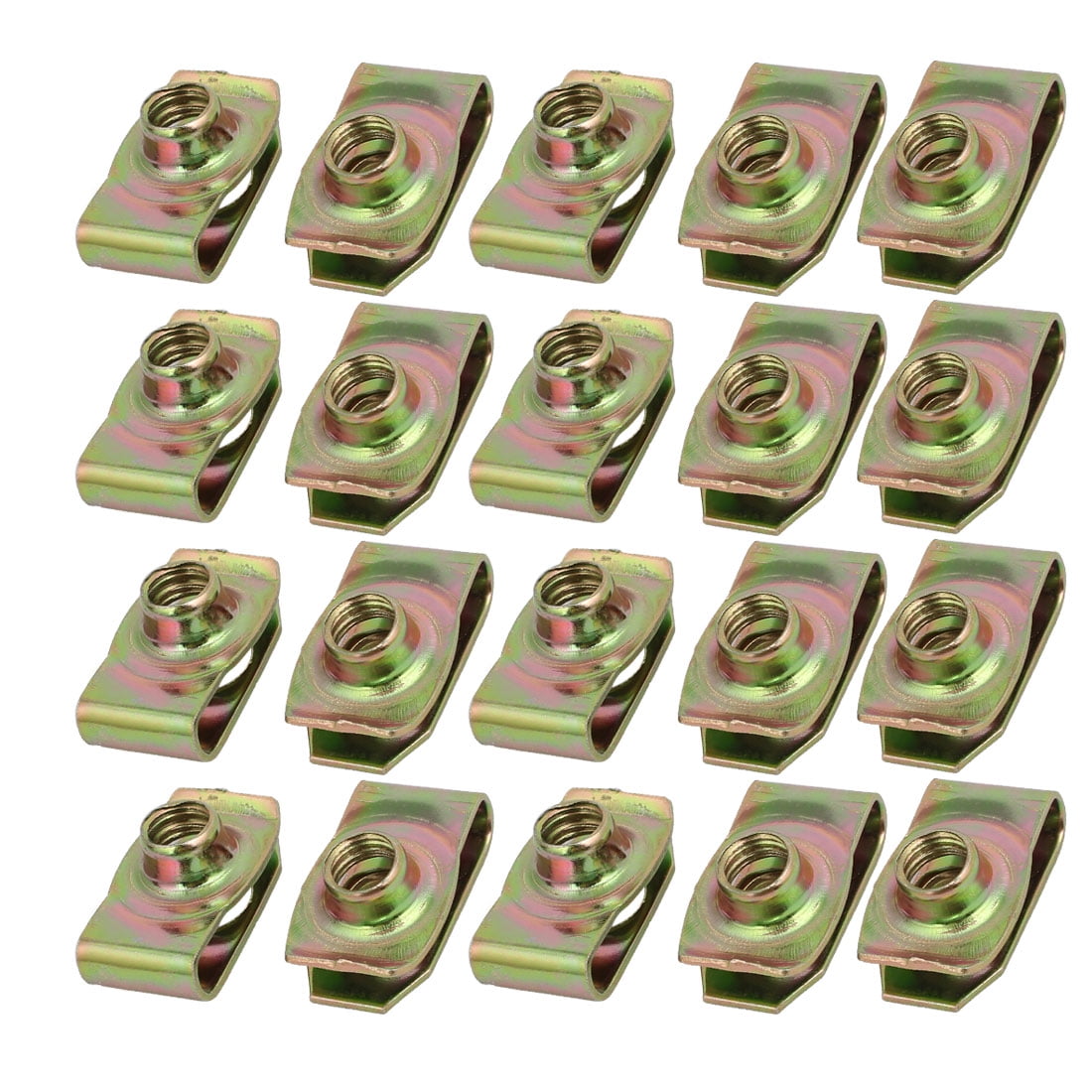Unique Bargains 20Pcs Spring Steel Speed Fastener Extruded U Nut Brass ...