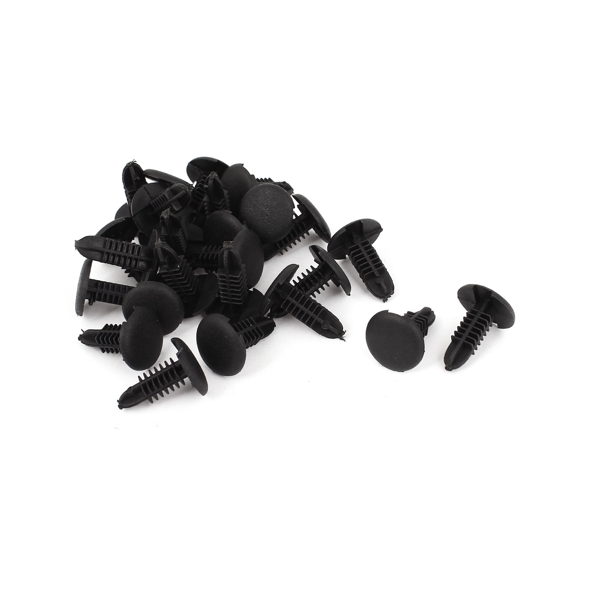 Unique Bargains 24 Pcs Black Plastic Rivets Retainer Clip 4mm x 5mm x ...
