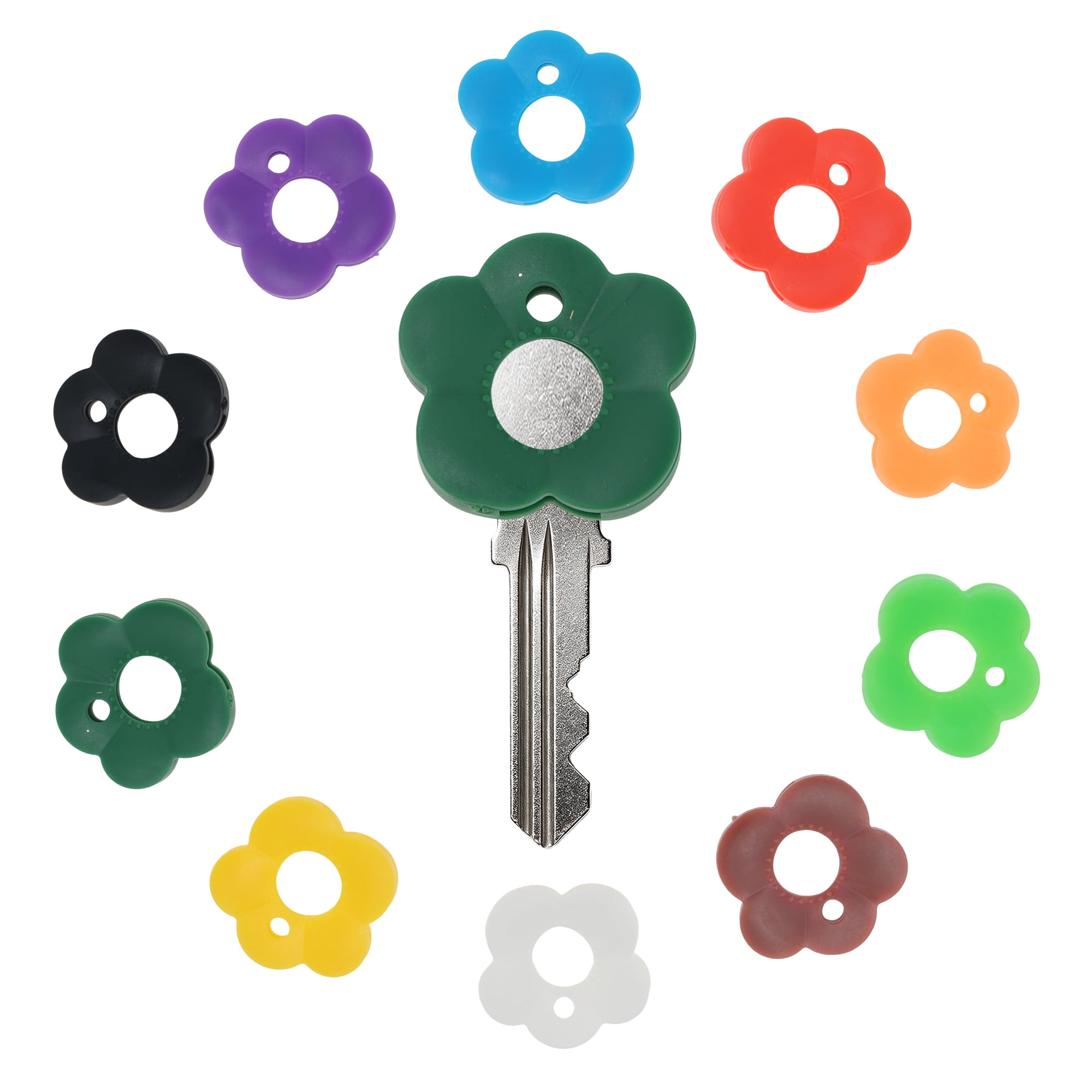 Unique Bargains 24 Pcs Flower Silicone Key Cover Key Caps Dark Green ...