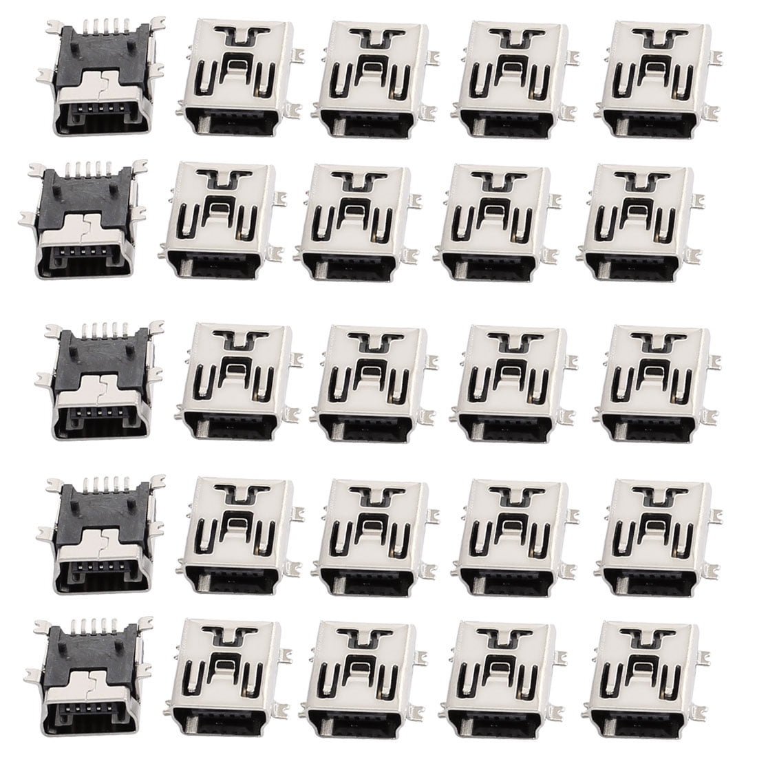 Unique Bargains 25 Pieces USB 5-Pin Type B Female Port Connector DIP ...