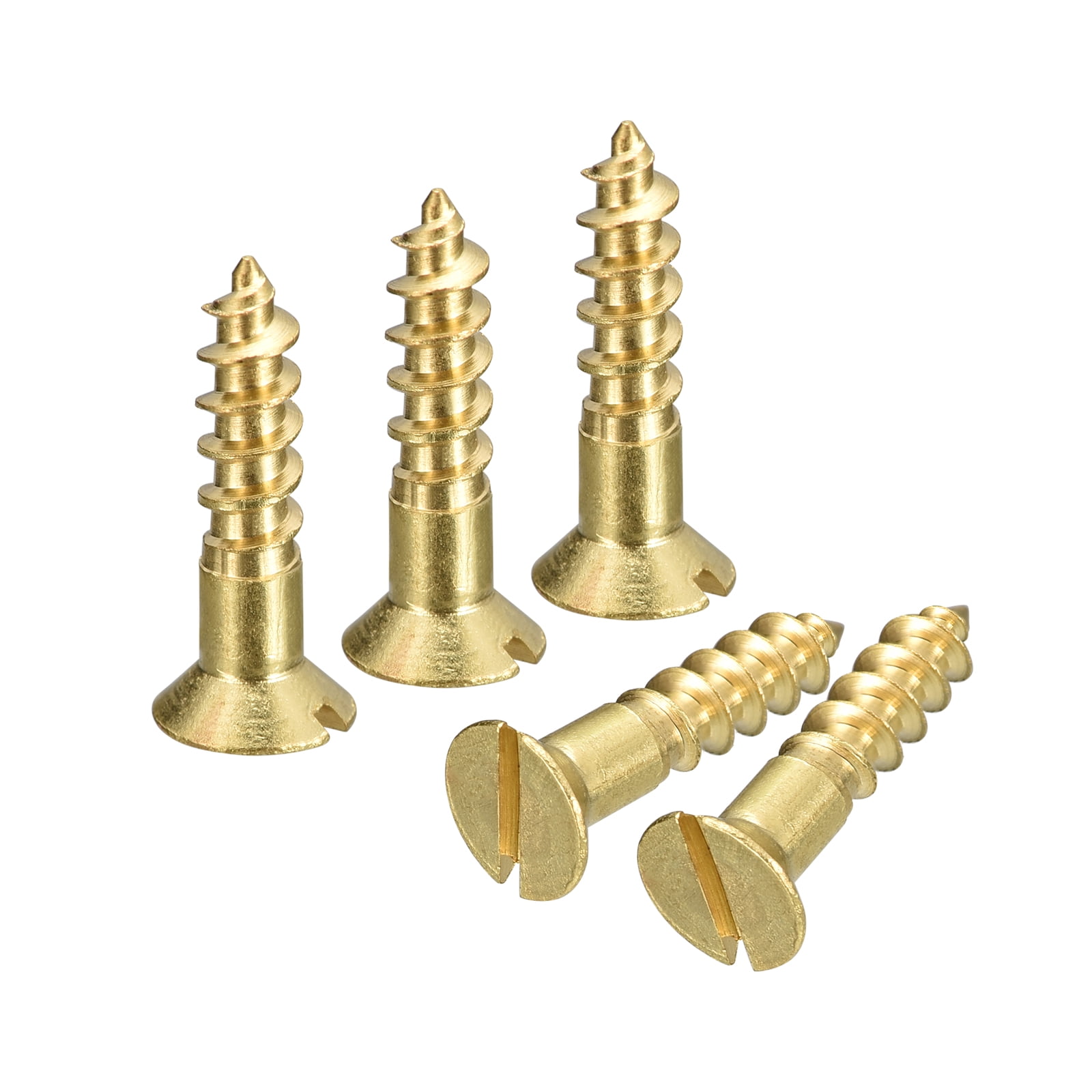 Unique Bargains 25Pack M4.5 x 20mm Brass Slotted Drive Flat Head Wood ...